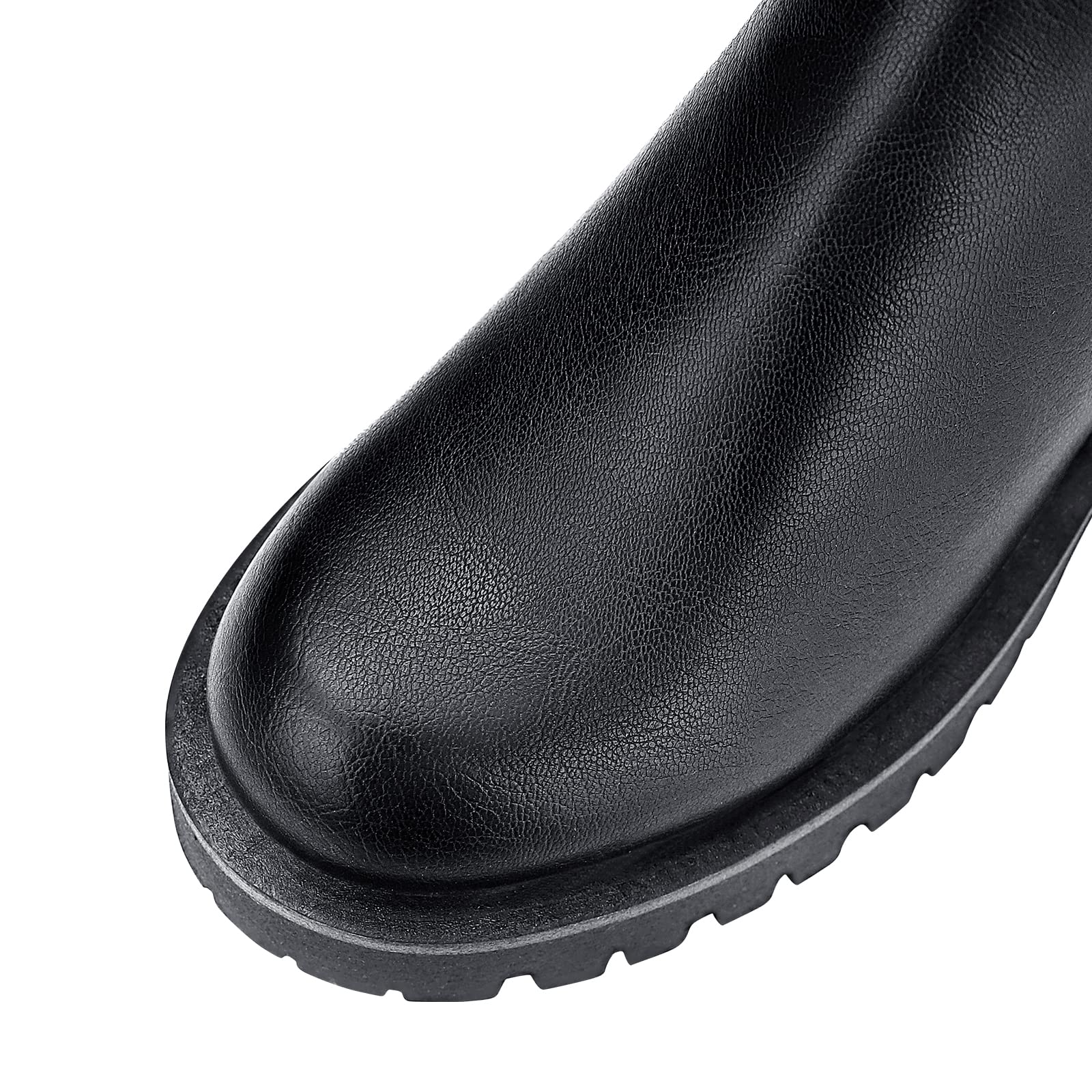 ISOMEI Women's Chelsea Boots Ankle Boots For Women Platform Chunky Heel Lug Sole Elastic Slip on Chelsea Booties(Black,8)