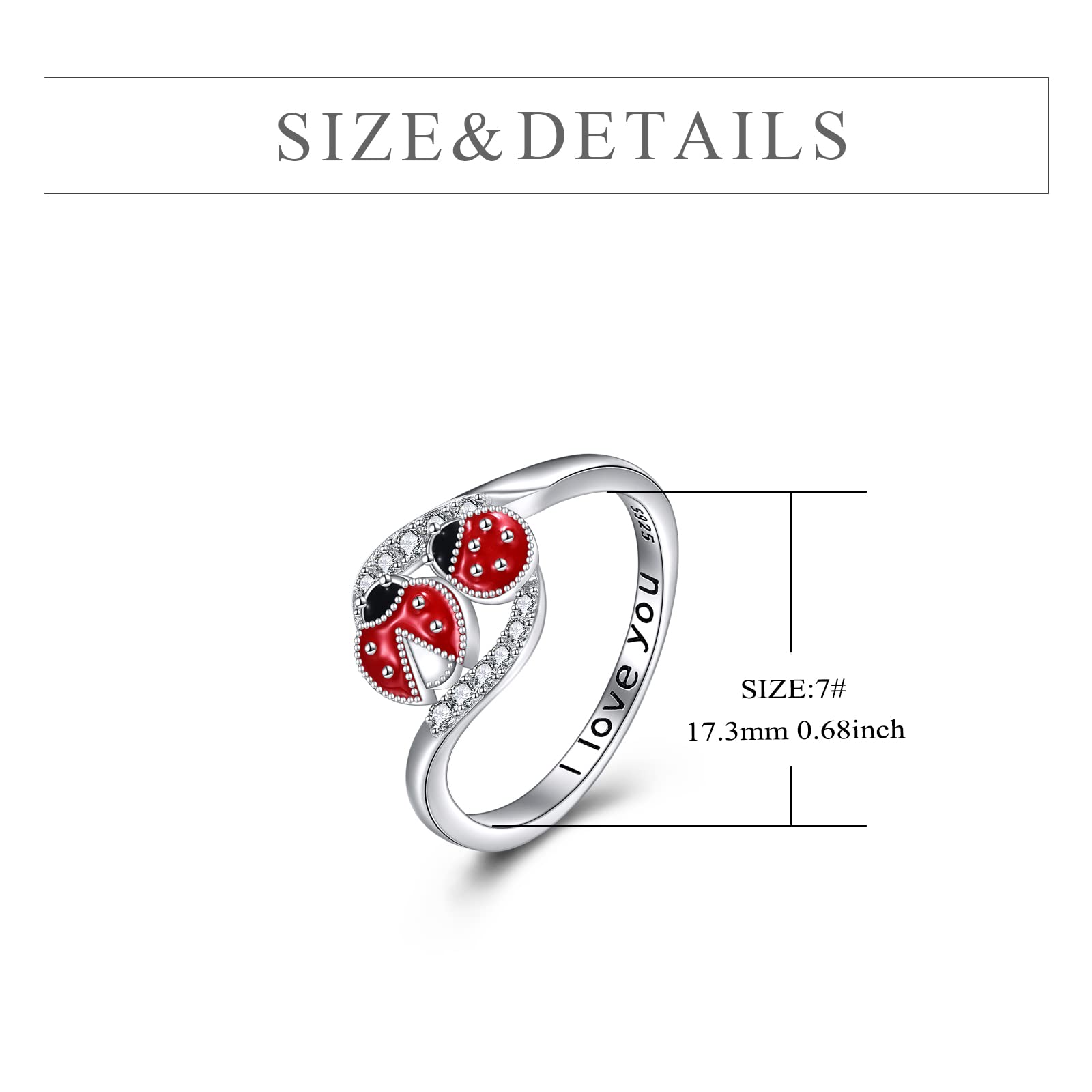 Ladybug Ring for Women 925 Sterling Silver Ladybug Jewelry Gifts -8