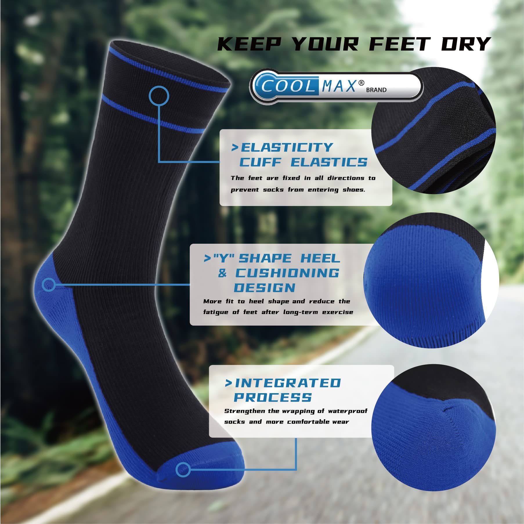 LEAKDRY 100% Waterproof Socks, [SGS Certified] Unisex Breathable Lightweight Socks Novelty Sport Skiing Trekking Socks -Medium