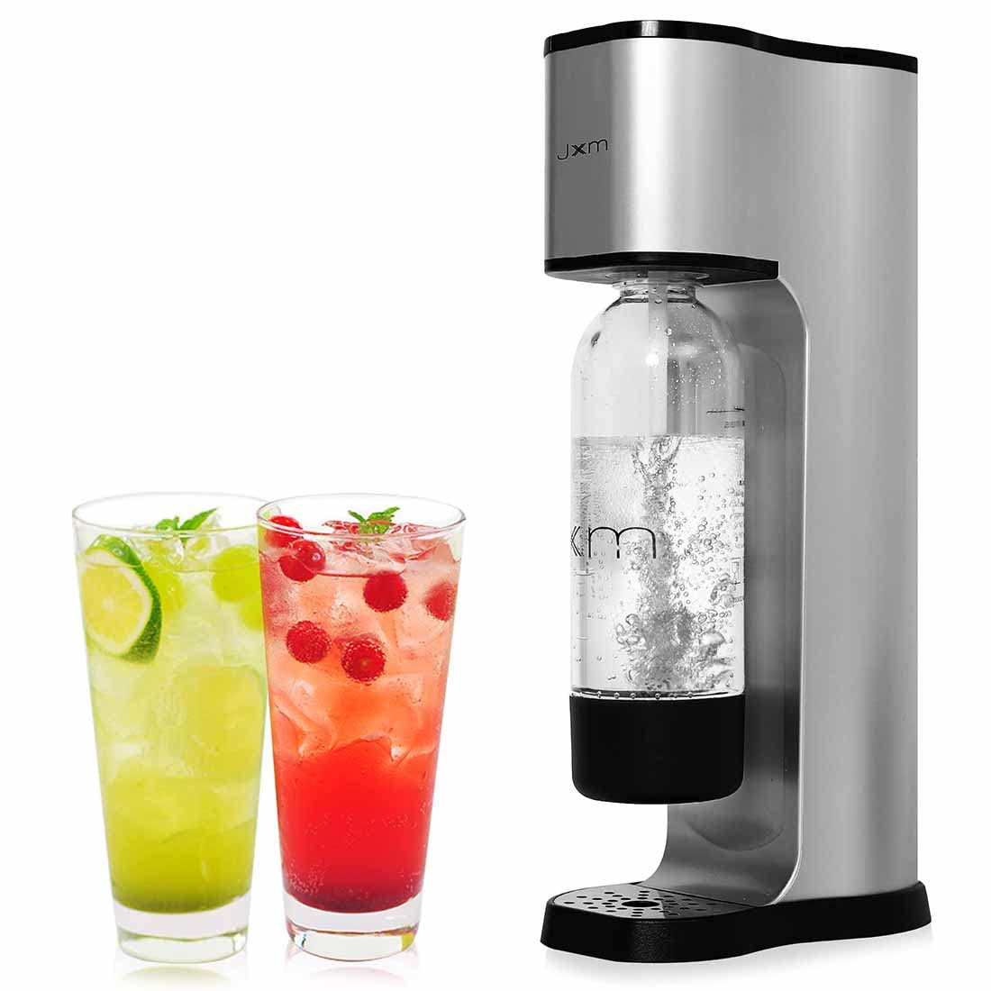 JXXM- Premium Carbonator-Sparkling & Seltzer Water Soda Maker with PET Bottle,Sparkling Water and Soda Maker, Carbonates Any Drink,(Matte Black)