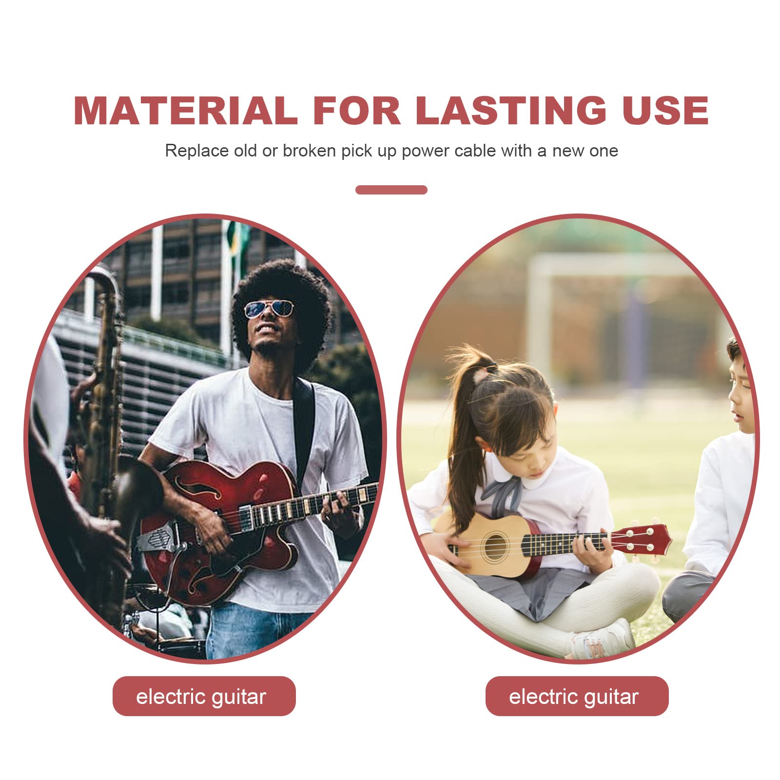 Guitar Pickup Cable Piezo Cable Endpin Output Jack Guitar Adapter Stereo Instrument Cable 600mm (Black)