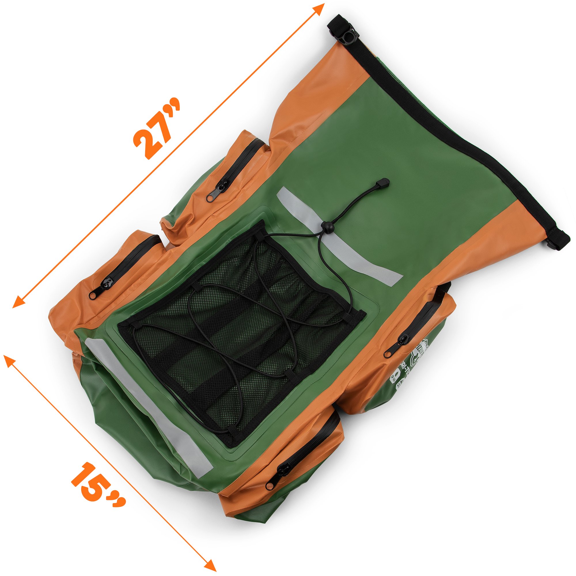 Grizzly Peak Dri-Tech Waterproof Dry Backpack, IP 66 Lightweight Roll-Top Dry Bag with Shoulder Straps & 5 Outer Pockets - Protect Valuables & Belongings for Camping & Outdoors