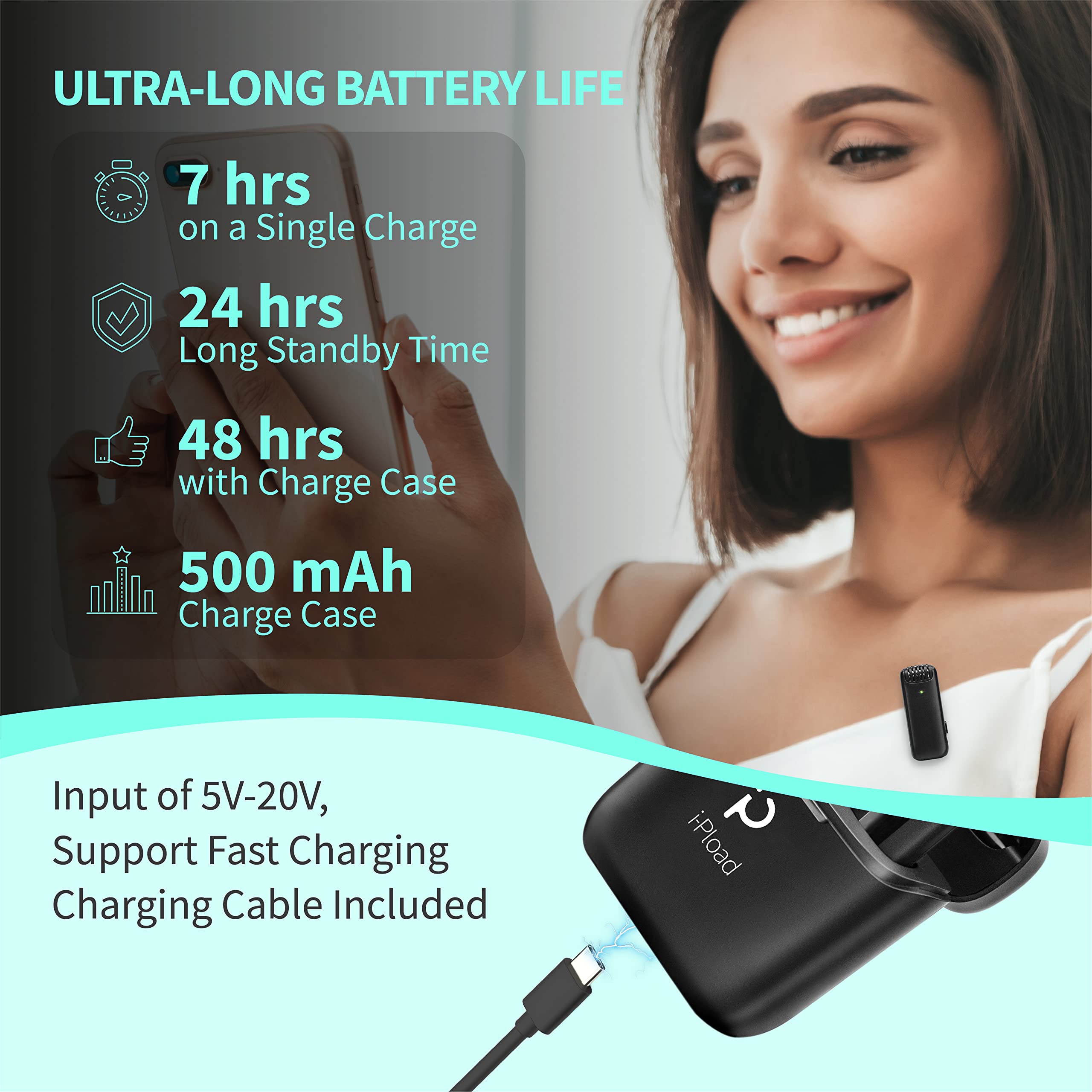 i-Pload Wireless Lavalier Lapel Microphone for iPhone iPad with Charging Case-Noise Reduction Chip-Professional Mic for Youtubers, Facebook Live Stream, TIK Tok Creators