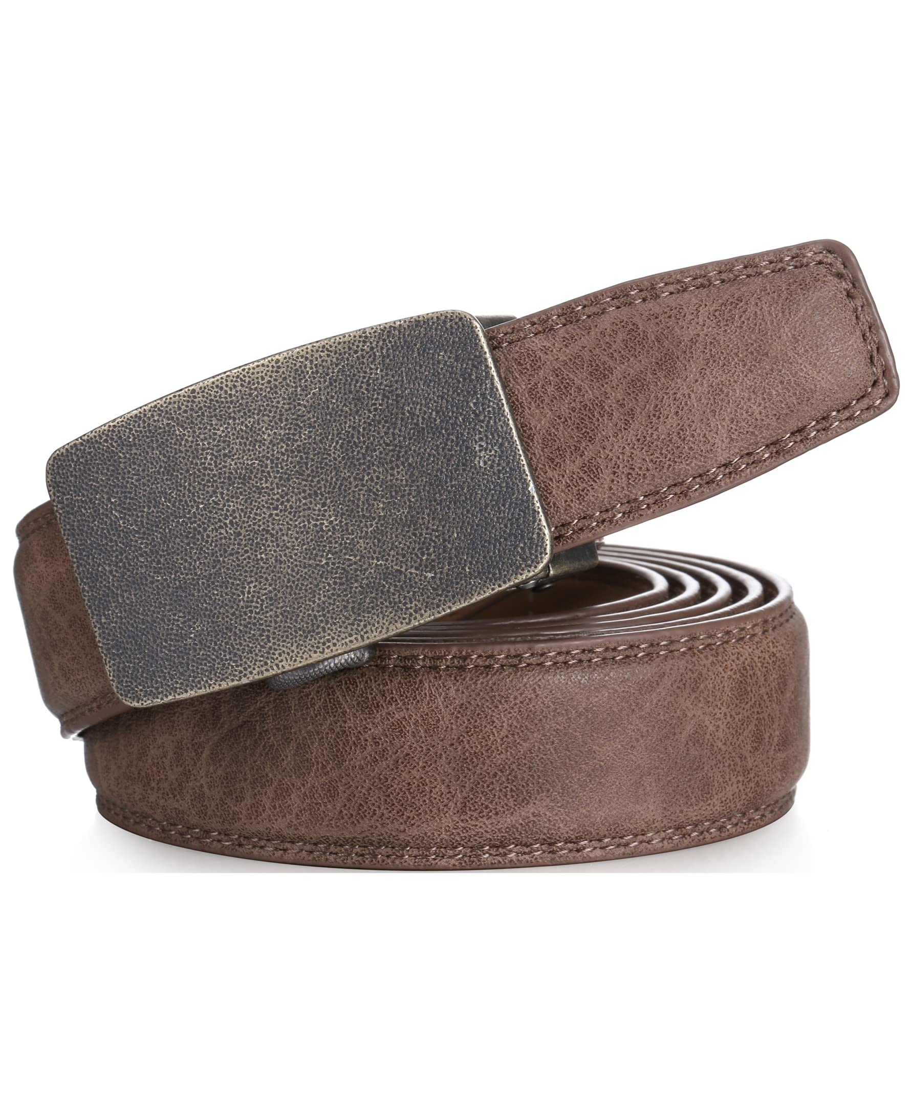 Marino Avenue Men’s Genuine Leather Ratchet Dress Belt With Automatic Buckle, Enclosed in an Elegant Gift Box - Particle Pattern - Cinnamon - Adjustable from 28" to 44" Waist