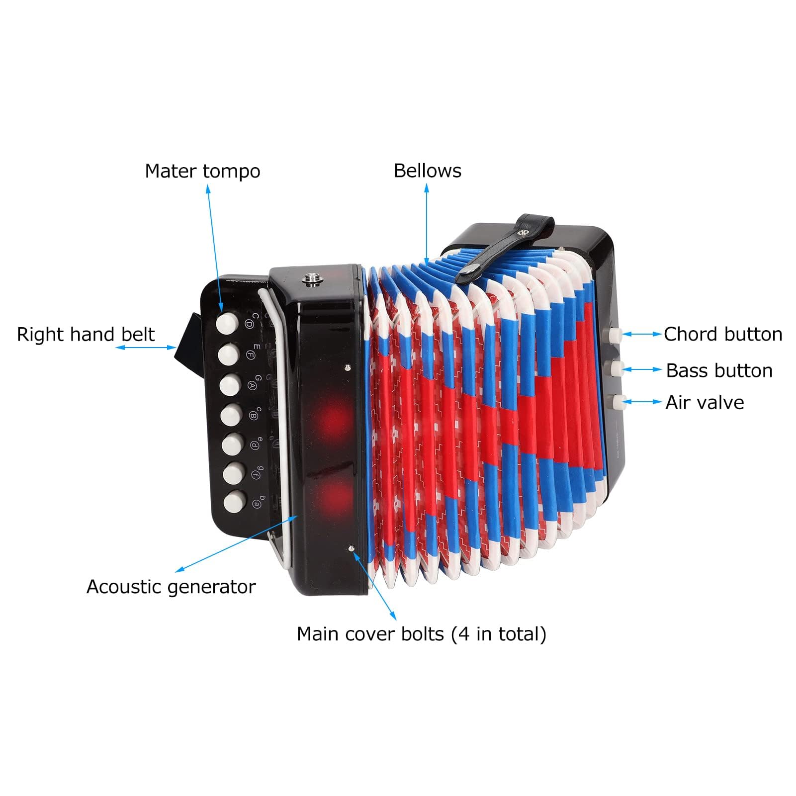 Kids Accordion, 10 Keys Solos Ensemble Children Musical Instrument Educational Toy for Gift (Black)