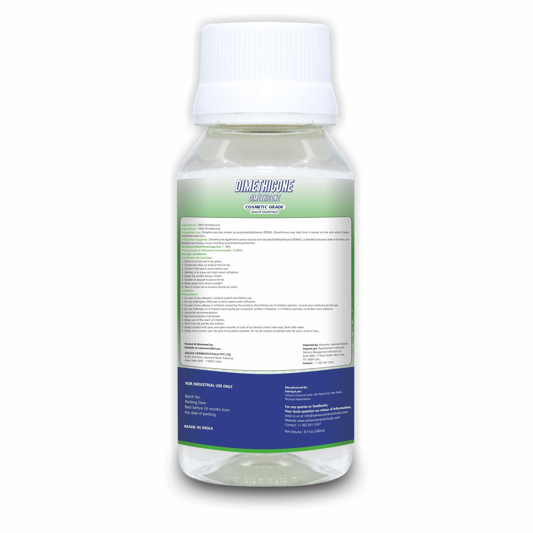Myoc Pure Dimethicone (240ml) No Adulterants |used For Hair, Lips, Body And Skin Conditioning Products| Dimethicone Moisturizer| Cosmetic Grade