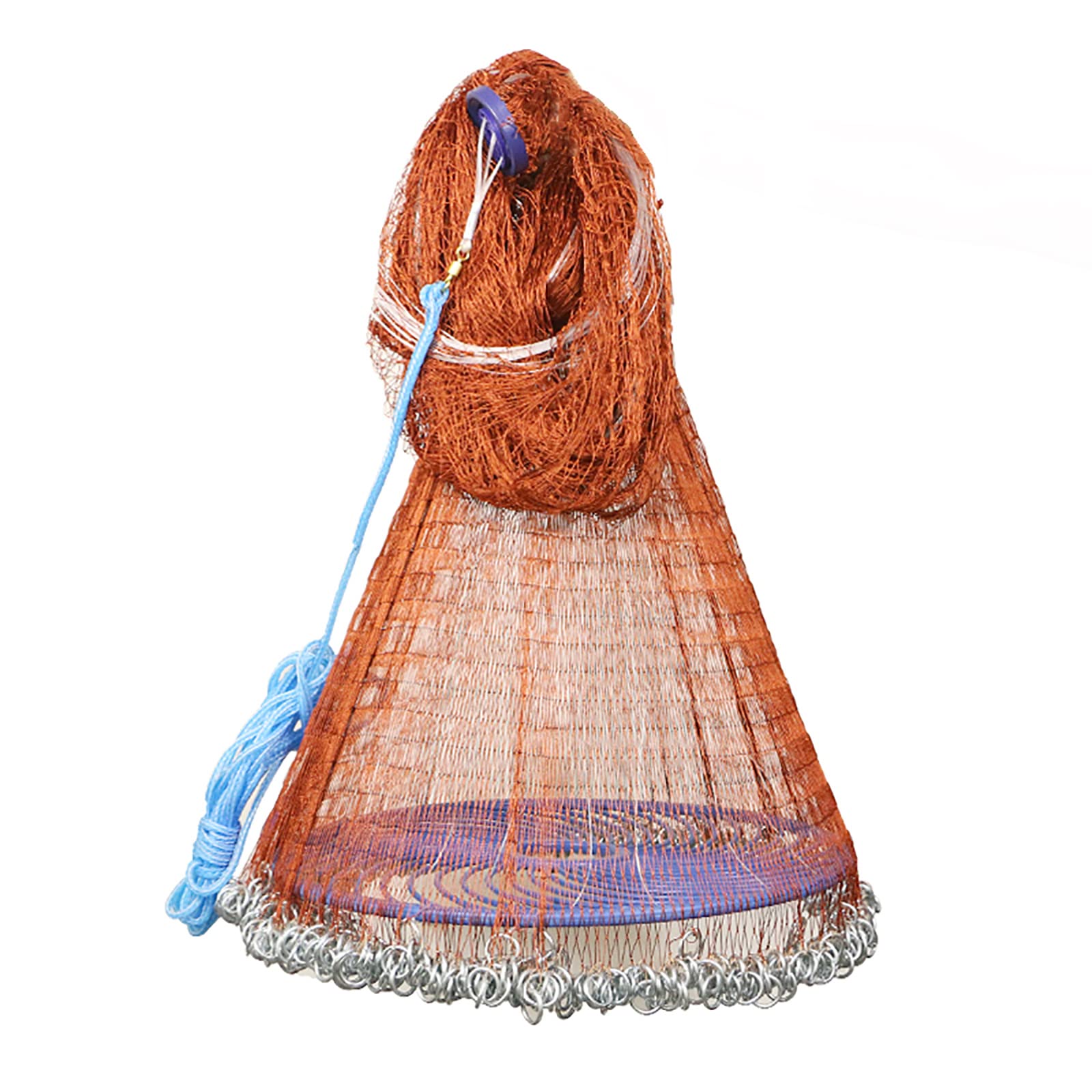 HWTOP Flying Disc Magic Hand Cast Fishing Net with Lead Sinkers High Strength Tyre Throw Net Freshwater Fishing Tools, 1 Finger Mesh