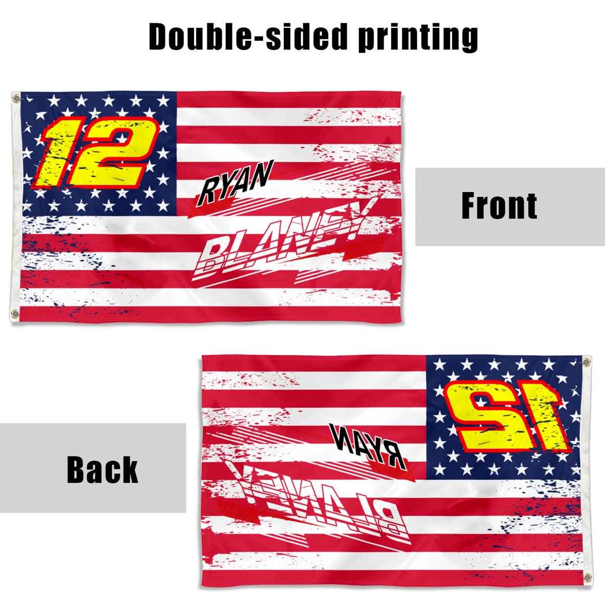 Hiuynn checked flag Ryan Blaney #12 House Garden Lawn Indoor Outdoor Flag 3x5Feet decor