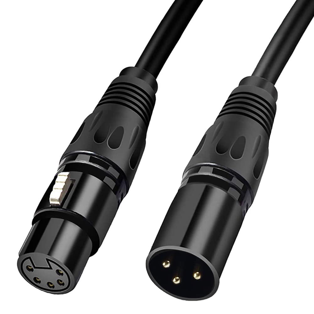 HOSONGIN 3 Pin XLR Male to 5 Pin XLR Female DMX Adapter Cable for Microphone DMX DMX512 Stage Lighting Turnaround, Length 12 inch /1 Foot, 2 Pack