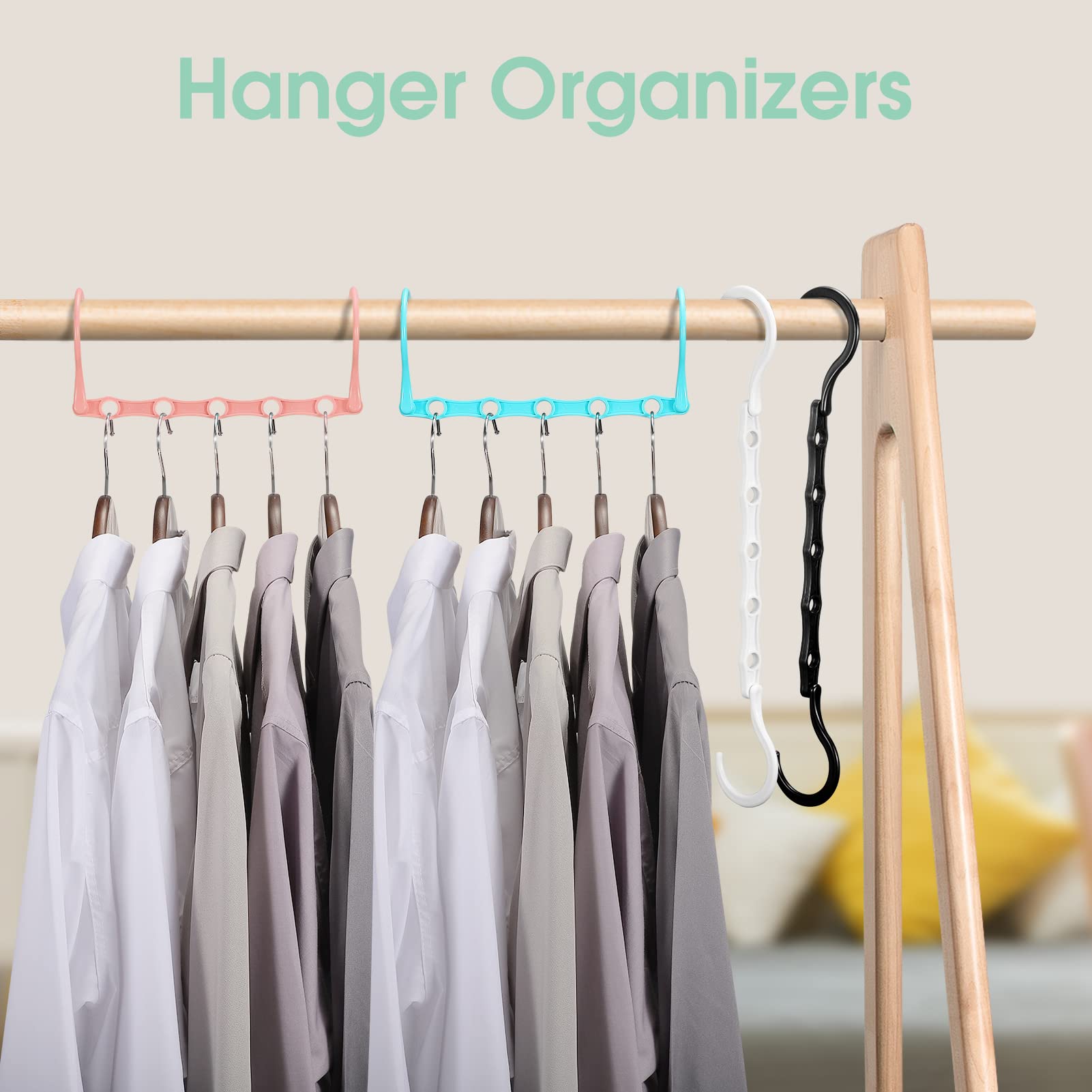 HOUSE DAY Closet Organizers and Storage Magic Space Saving Hangers, Pack of 12 Sturdy Multifunction Hanger, Plastic Collapsible Hanger Closet Organization Clothes Hanger, College Dorm Room Essentials