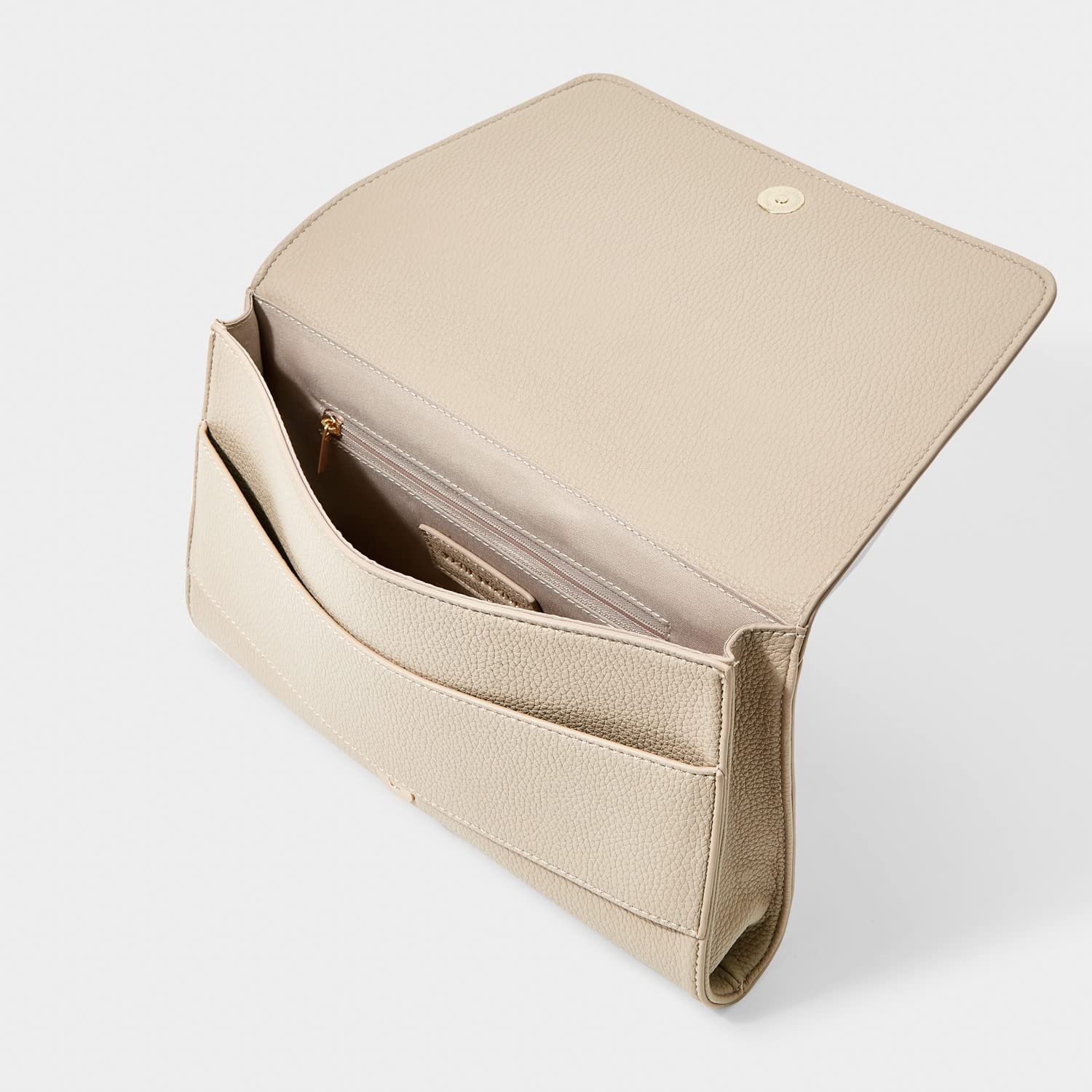 KATIE LOXTON Lila Envelope Closure Medium Womens Vegan Leather Clutch Purse Handbag Taupe
