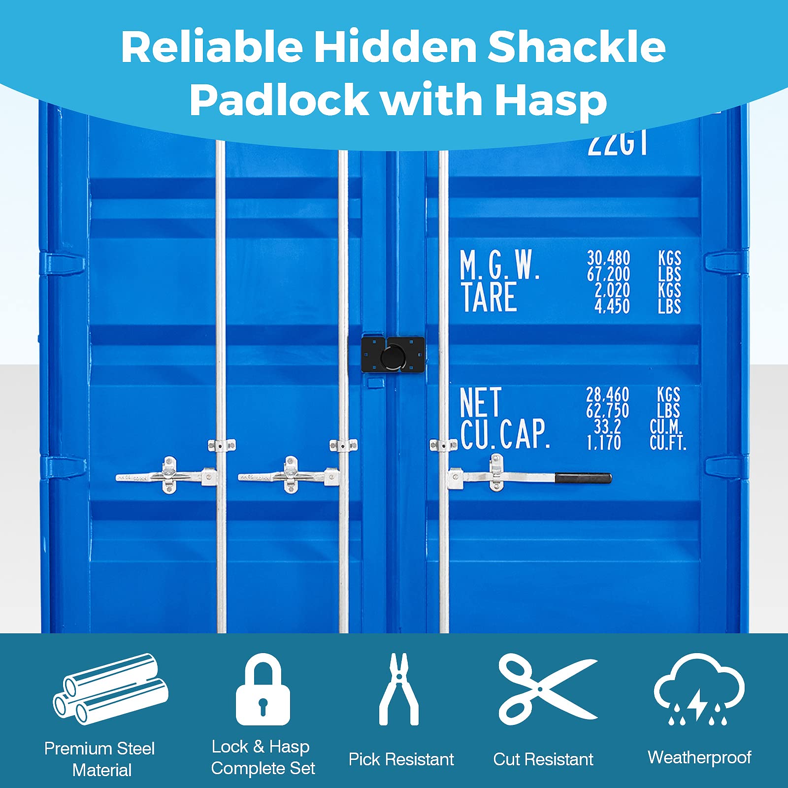IRONWALLS Black Hidden Shackle Padlock 2 Pack, 73mm/2-7/8β Puck Lock Keyed Different with Hasp, 4pcs Keys & Fixing Screws, Heavy Duty Steel Padlocks for Doors, Trucks, Gates, Trailer