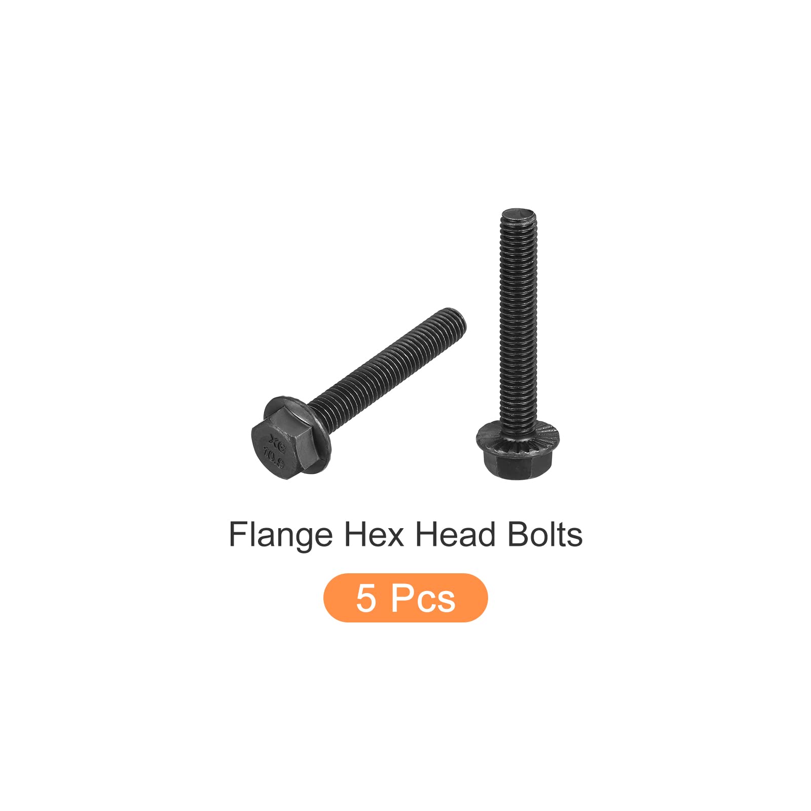 METALLIXITY Flanged Hex Head Bolts (M10x30mm) 5pcs, Hexagon Serrated Flange Bolt Fully Thread Screw - for House Construction Hardware Fasteners