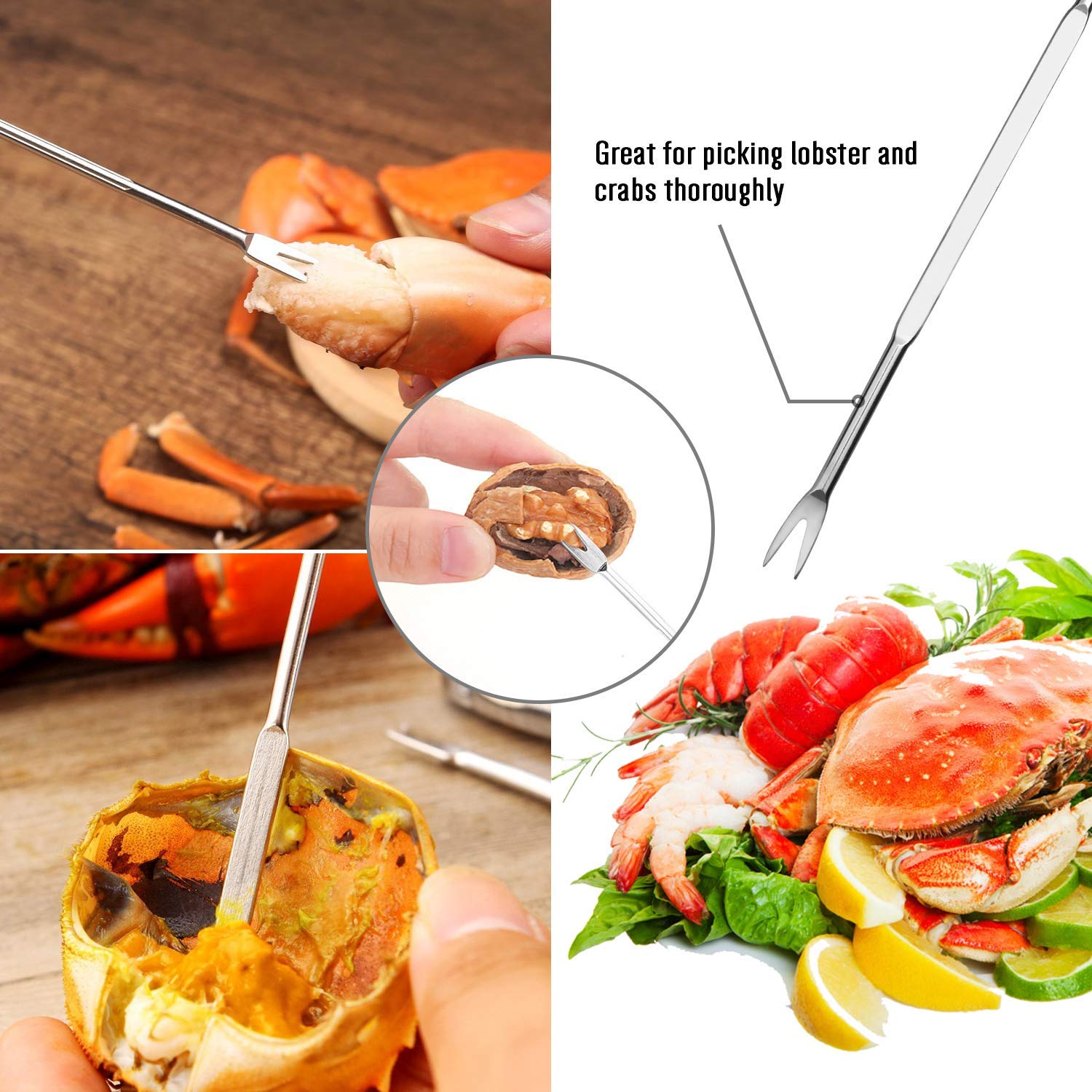 Hiware 13-piece Crab & Lobster Crackers and Tools Set Includes 4 Crab Leg Crackers, 4 Lobster Shellers, 4 Crab Forks/Picks and 1 Portable Bag - Dishwasher Safe