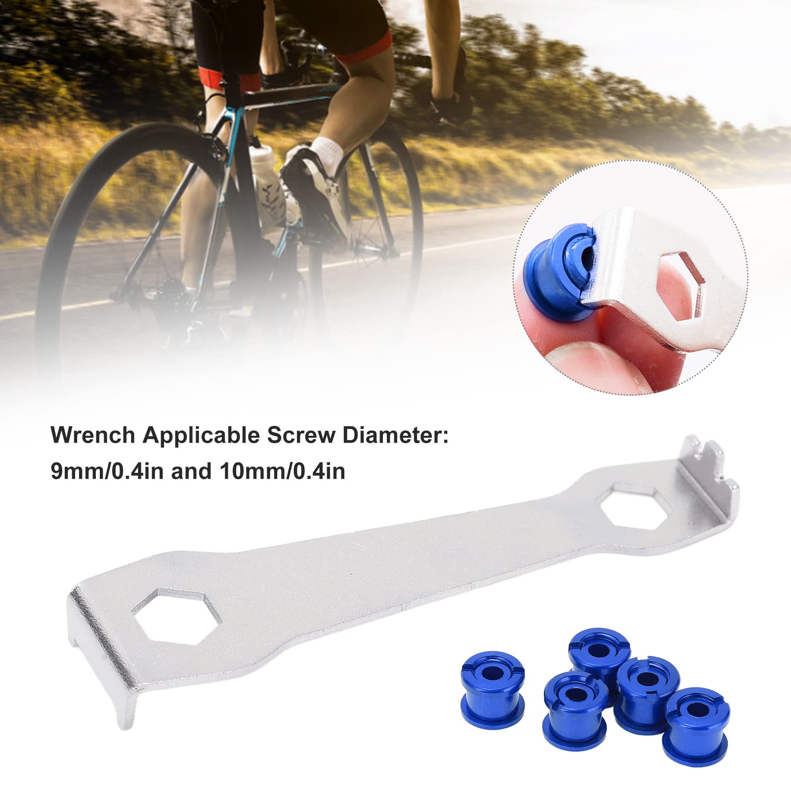 LAIONTY Bicycle Sprocket Bolt Wrench 4.9mm Road Bike Disc Stud Bolt Screw for Crankset Wrench Wrench(蓝色)