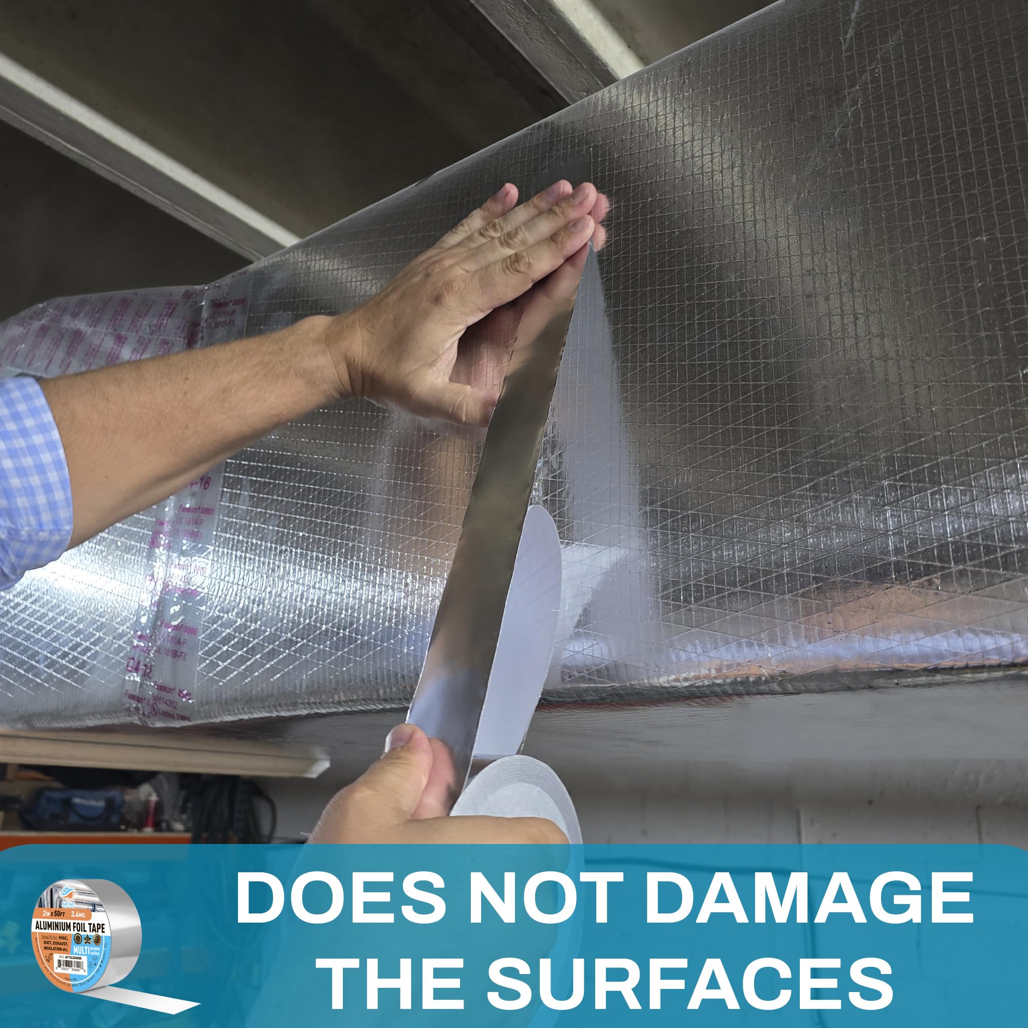 𝐏𝐫𝐢𝐦𝐞 𝐃𝐞𝐚𝐥: Aluminum 2" x 50 ft HVAC Weather Duct Tape, High Temp Waterproof Foil Tape for AC, Thick Fire Proof Cold Weather Metal Tape, Pipe Repair Heavy Duty Flex Duck Tape for Insulation