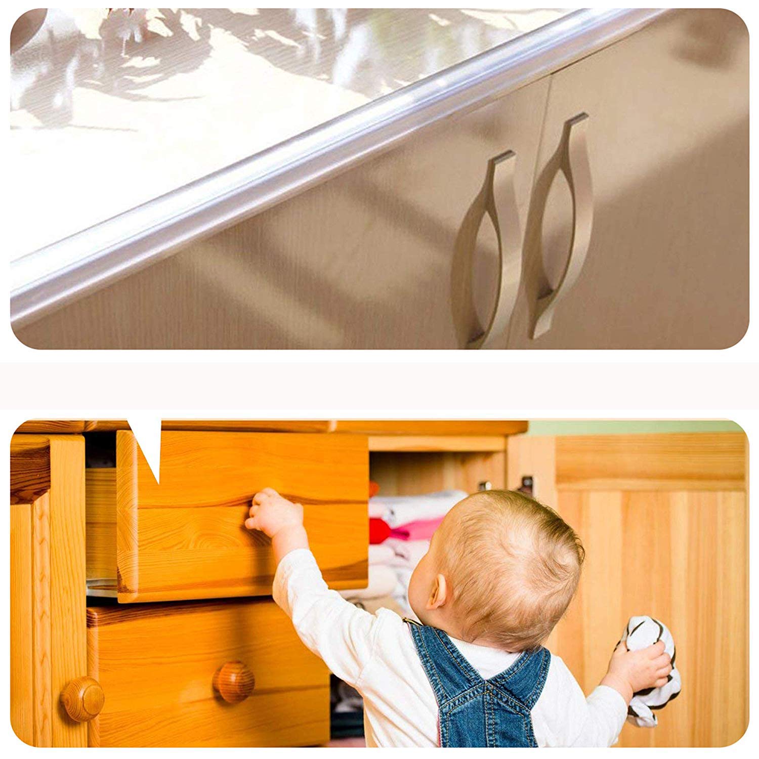 HUI JIN Edge Protection Soft PVC Material Transparent Table Edge Guard for Baby Children 1 Roll 20 ft