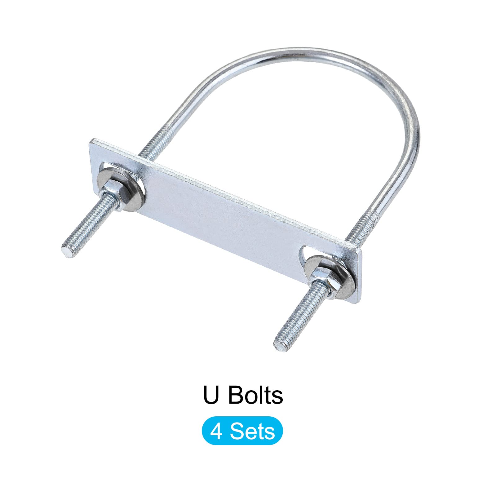 METALLIXITY U Bolts 4 Sets (M6x70x120mm), Round U Bolt Steel with Accessories - for Construction, Pipe