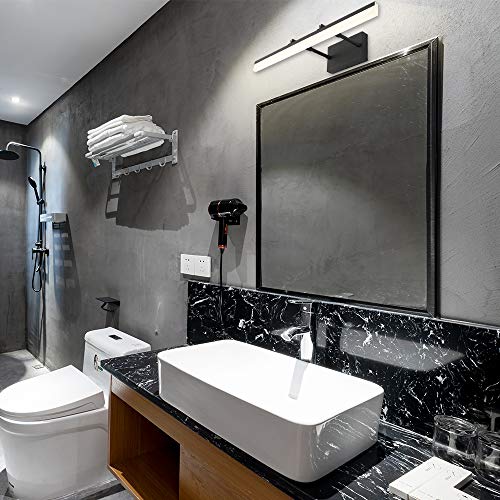 YHTlaeh Adjustable LED Bathroom Vanity Light Fixture Wall Cabinet 18W 24inch Matte Black Natural White Light 4000K for Makeup Bathroom Lighting Over Mirror (24in Non Dimmable)