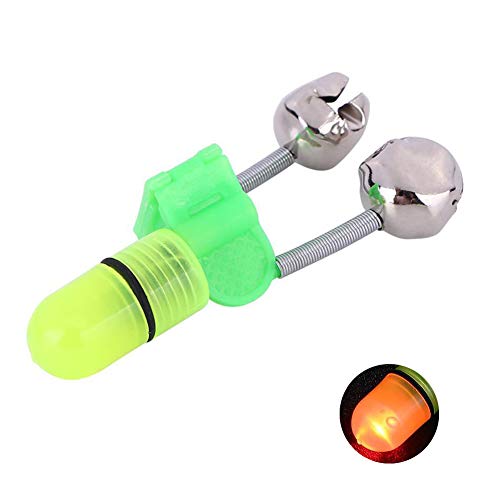 HaHawaii Twin Bells Ring, LED Light Night Fishing Lamp Luminous Stick Bell Ring Bite Alarm Accessories - Red