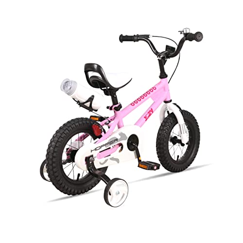 Joey Hopper Kids Bicycle with Training Wheels Pink 12 inch with Tire to Tire