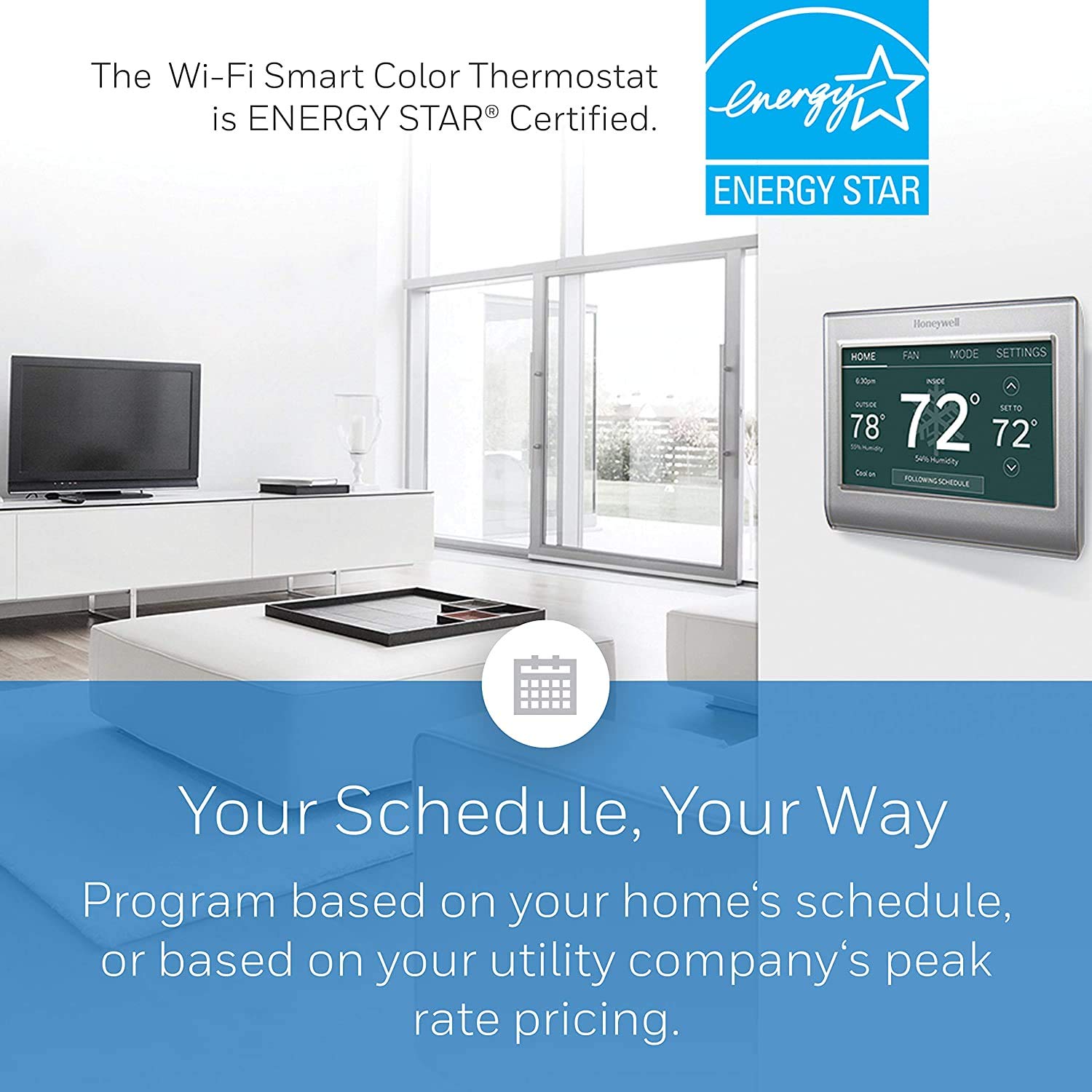 Honeywell Home RTH9585WF1004-RB Wi-Fi Smart Color Thermostat, 7 Day Programmable, Touch Screen, Energy Star, Alexa Ready (Renewed)