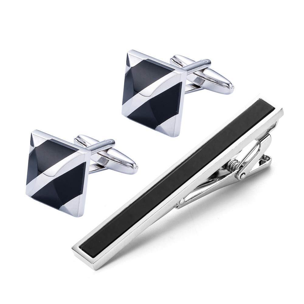 Men's Cufflinks Exquisite 3-Piece Cuff Neck Clips Fashion Suit Clothing Tie Clips