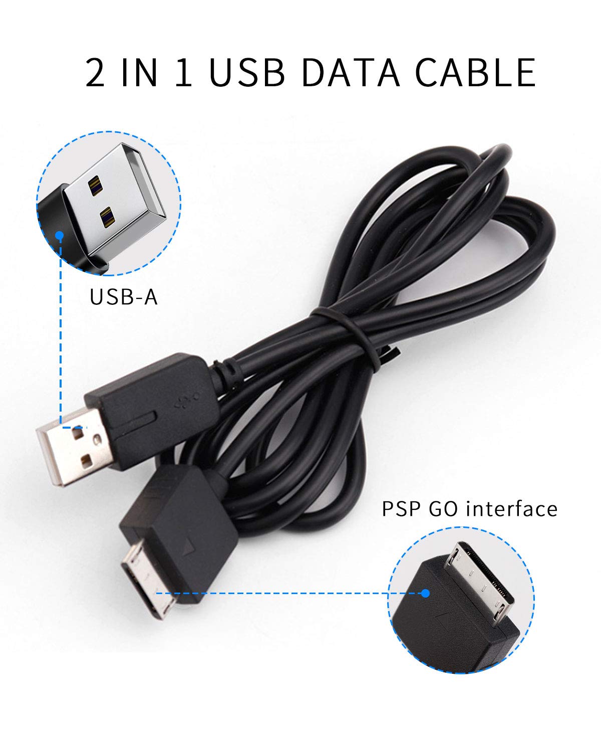 Hyacinyh Data Sync Transfer Power Charger Cable Cord Compatible with PSP Go Power Cable, Data and Power Cable Fit for Sony PSP Go 2 in 1 USB 2.0