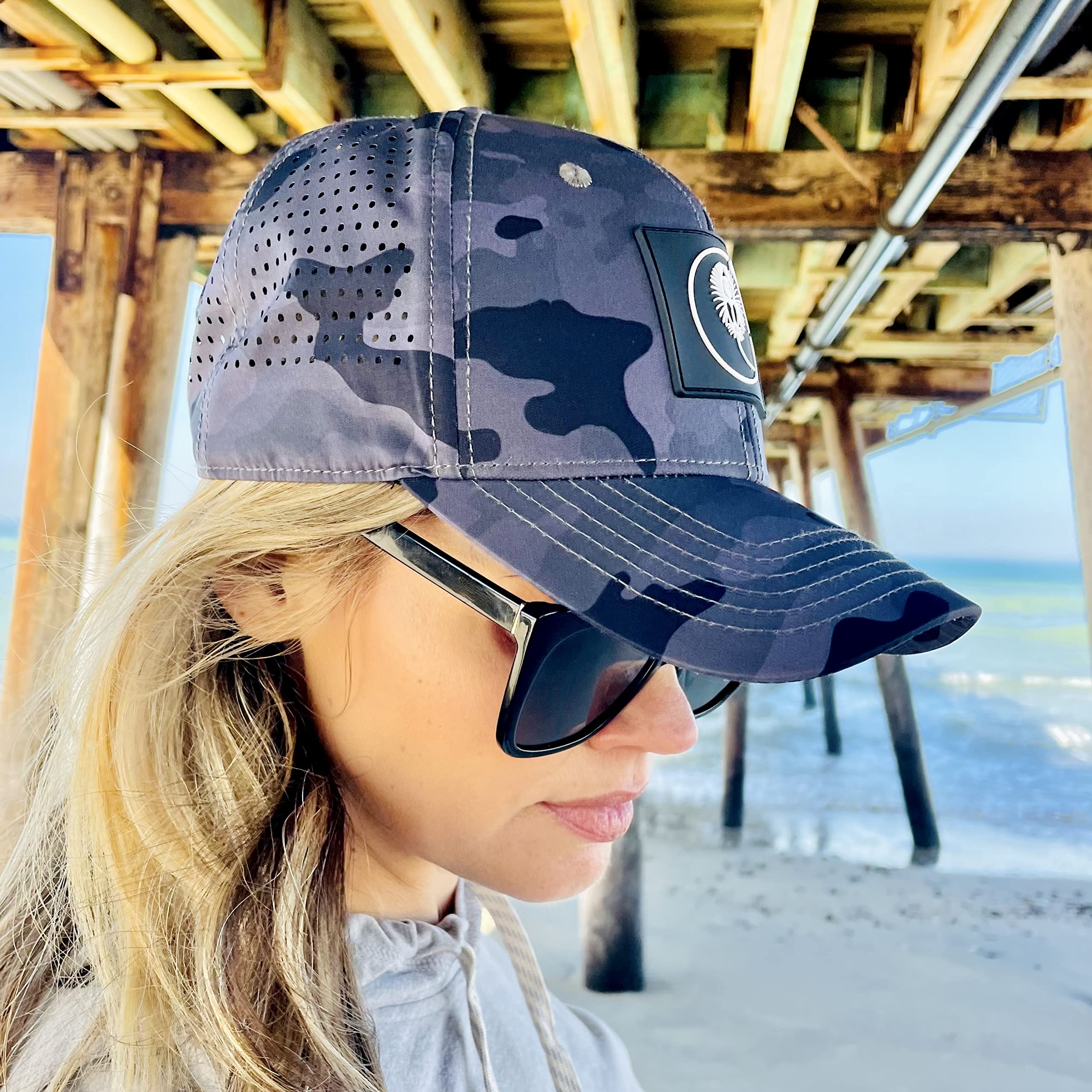 Kings of Sting - Weatherproof Premium Epic Day Surf Cap - Black Camo - Trucker Style Baseball Hat Made for The Water