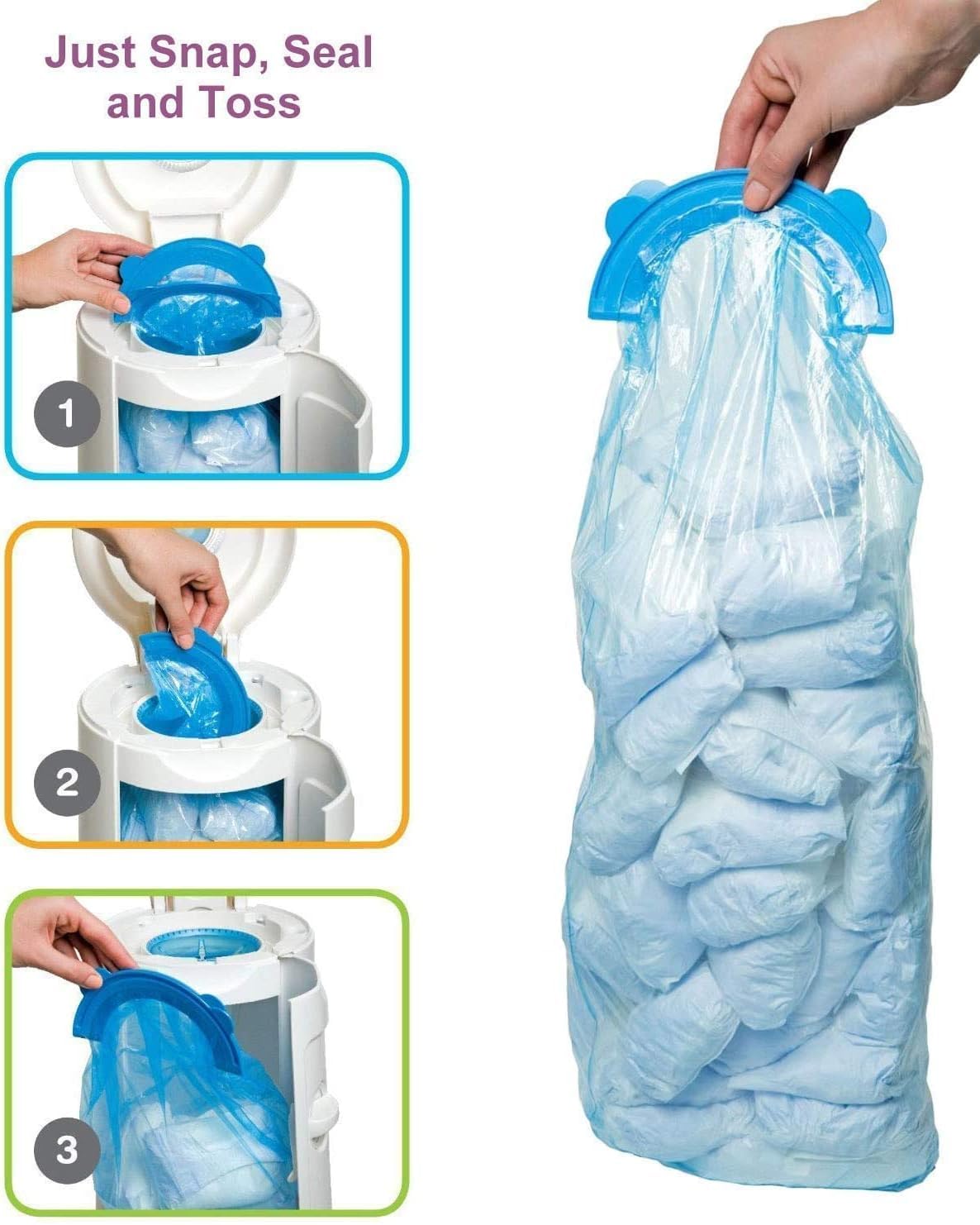Hauinuey Diaper Pail Refill Bags, 34 Count, Holds 1088 Diapers, Fully Compatible with Arm & Hammer Diaper Pail Disposal System