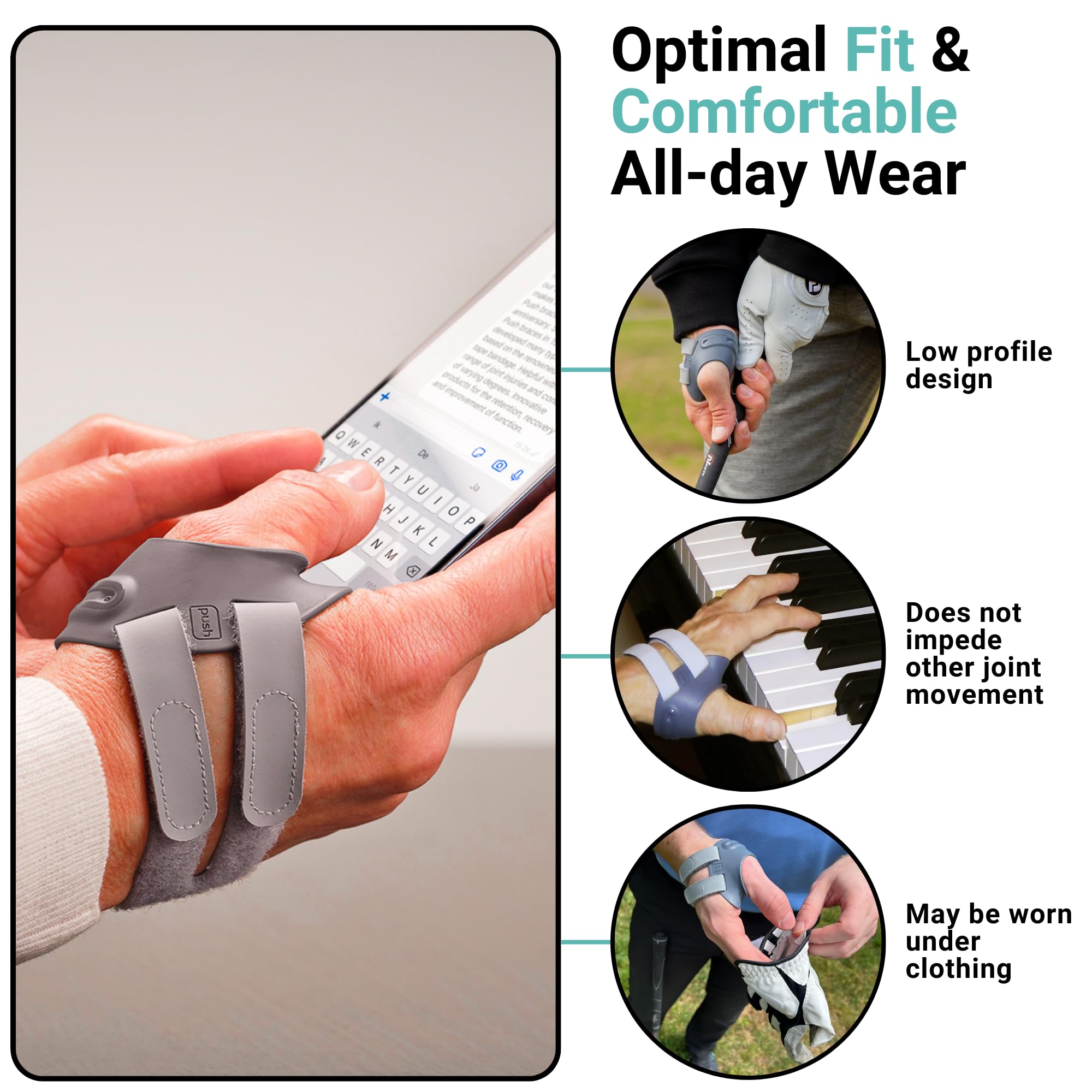 PUSH MetaGrip CMC Thumb Brace for Osteoarthritis CMC Joint Pain. Stabilizes Thumb CMC Joint Without Limiting Hand Function. (Left, Small)