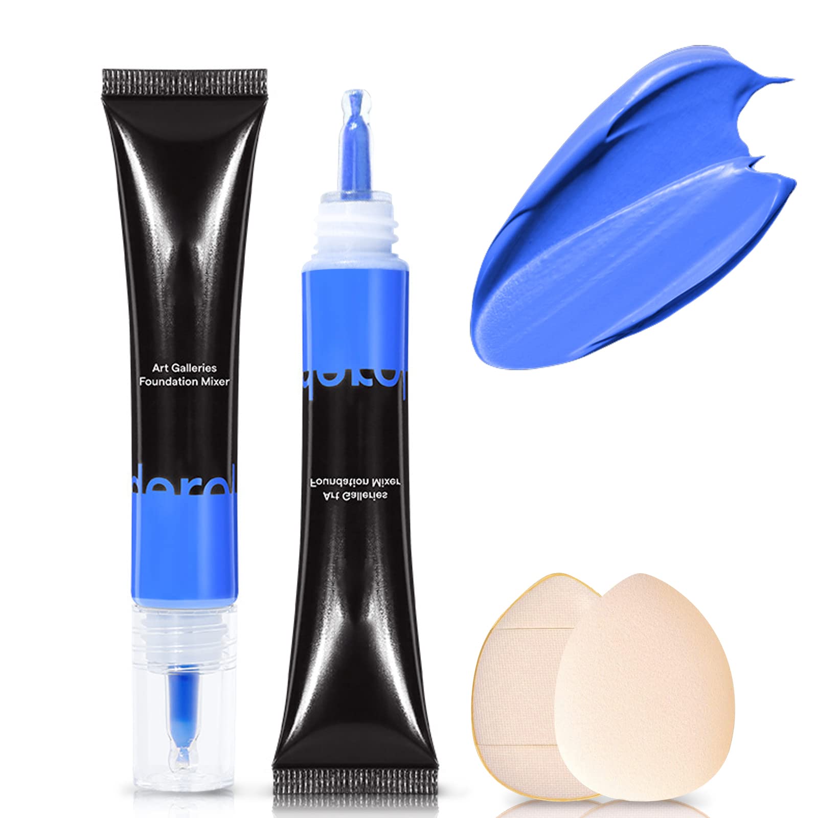 NewBang Blue Foundation Mixing Pigment to Natural Undertone,Blend with Foundations-Warm to Cold, including Finger Puff