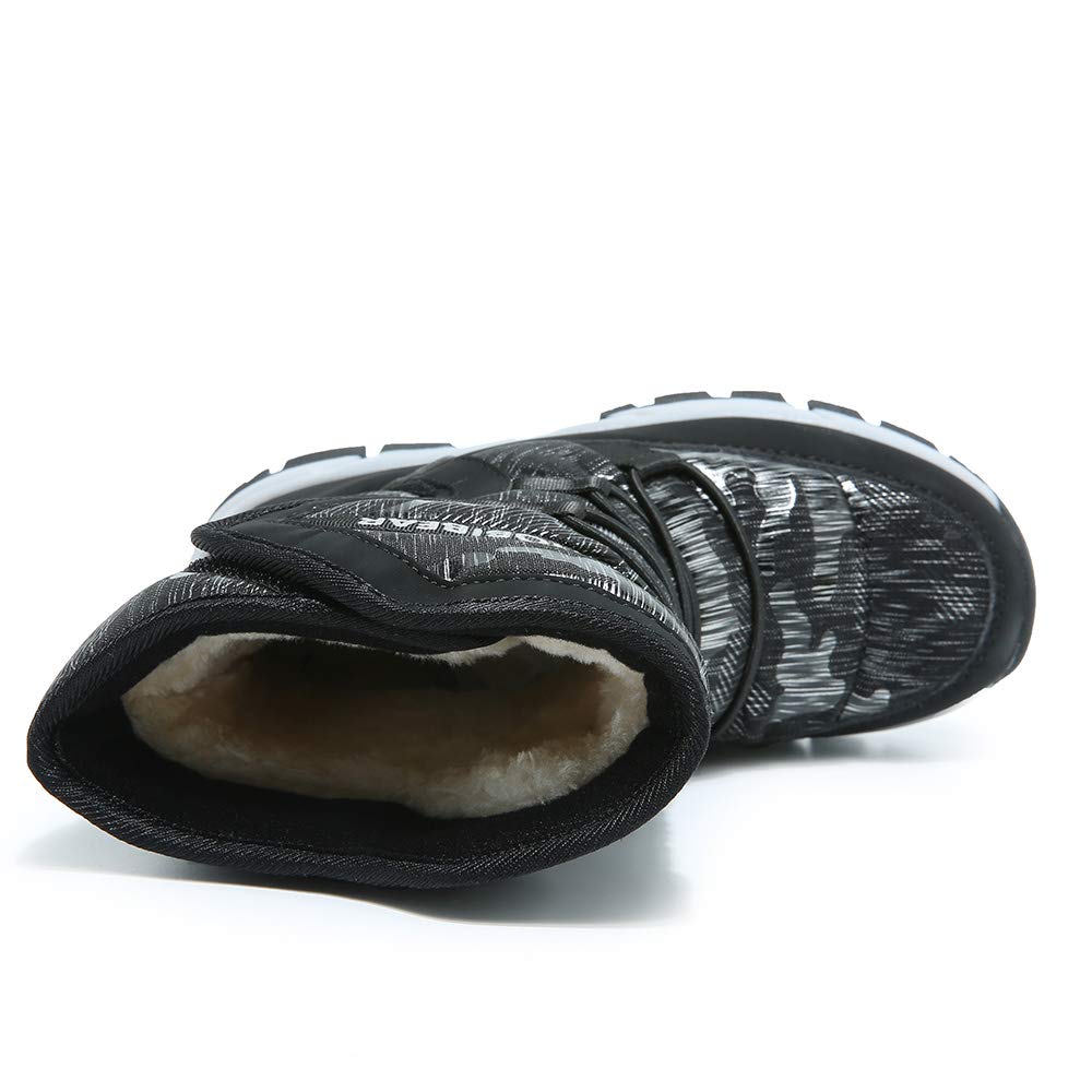 GUBARUN Boys Snow Boots Kids Outdoor Warm Shoes Waterproof (Black1, 1.5)