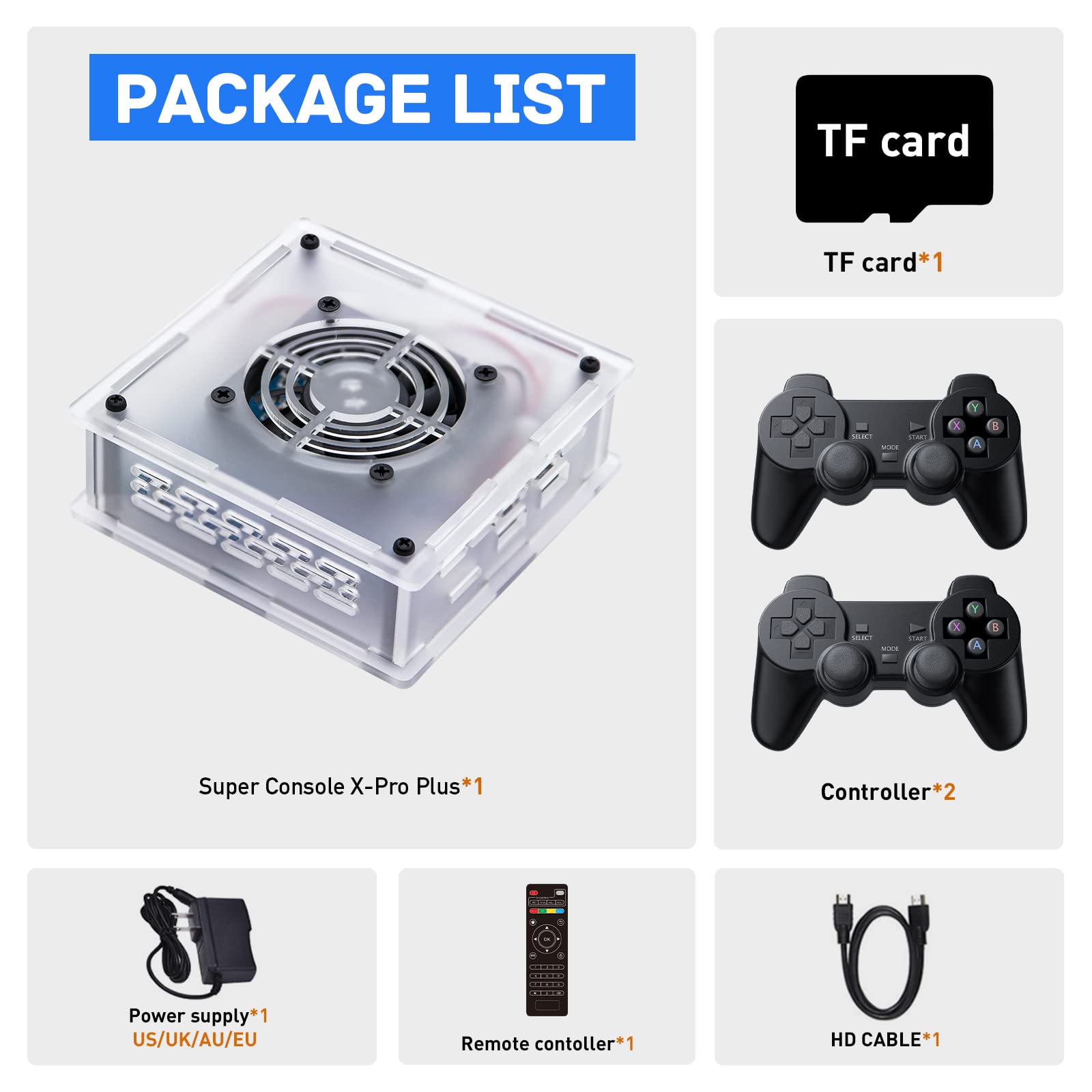 Kinhank Super Console X PRO Plus, Retro Game Console 256GB Built-in 117,000+ Games, TV&Game System in 1, Video Game Console Systems for 4K TV HD/AV Output, Compatible with PS1/PSP/MAME, etc