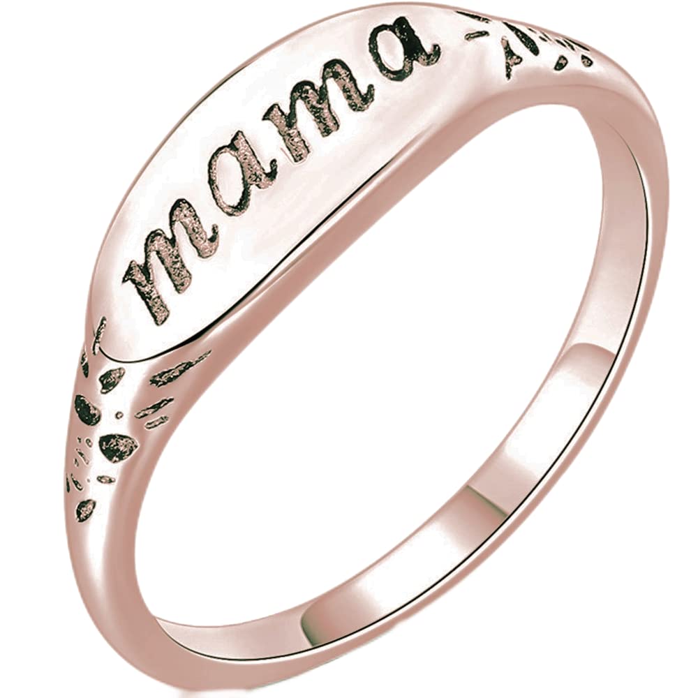 Jude Jewelers Stainless Steel Mama Mom Mother's Day Birthday Christmas Wedding Holiday Ring (Rose Gold, 6)
