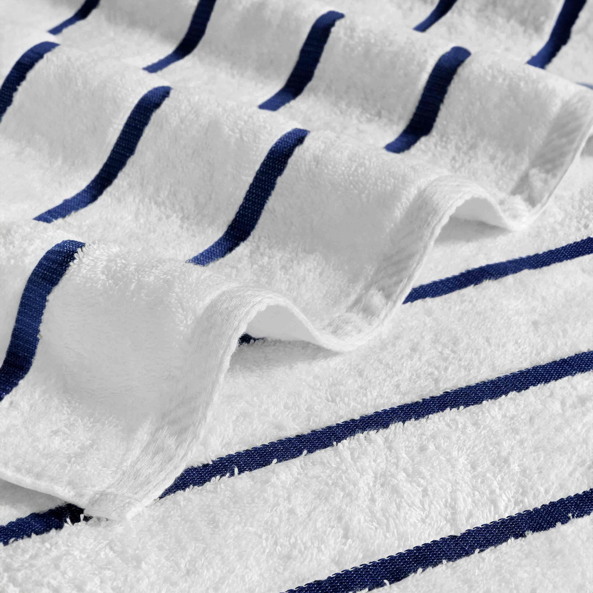 GT Globaltex Fine Linens 100% Turkish Cotton Premium Pool and Beach Towel Highly Absorbent Quick Dry Blue Striped 32" x 64" 500 GSM (1 Piece)