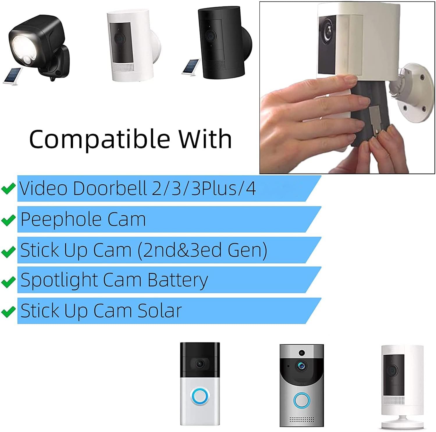 Hubei V4 Rechargeable Battery Replacement for Video Doorbell 2/3/4, Video Doorbell 3 Plus,Stick Up Cam Battery (2nd & 3rd Gen) and Spotlight Cam Battery(3.65V 6040mAh)