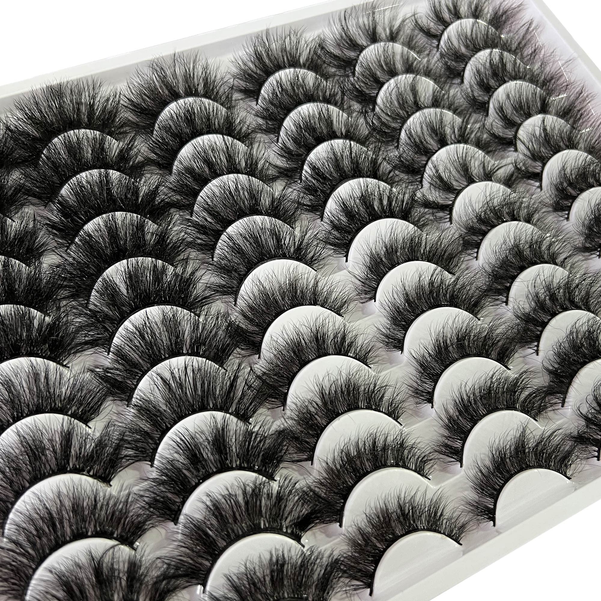 Newcally Fluffy Wispy False Eyelashes 20MM Dramatic Thick 5D Volume Fake Eye Lashes 6 Styles Long Cat Eye Curly Strip Faux Mink Eyelashes 30 Pairs Lashes Multipack Bulk