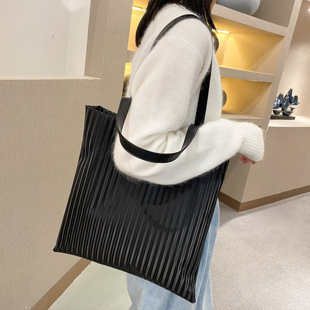 JOYART Women's Tote Bag PU Leather Fashion Shoulder Bag for Office, Gift for Mother,Girlfriend-Black