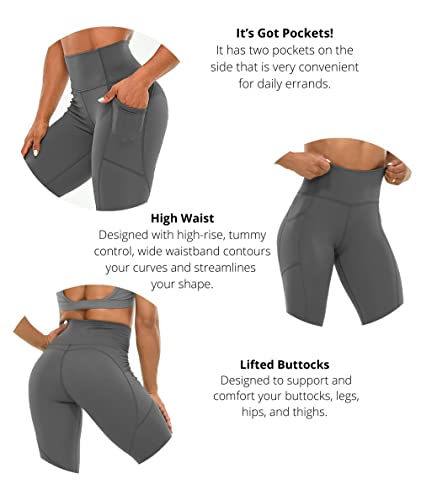 Karlygash Workout Leggings for Women, Buttocks Lifting and Tummy Control, Sport Yoga Pants with Pockets Gray