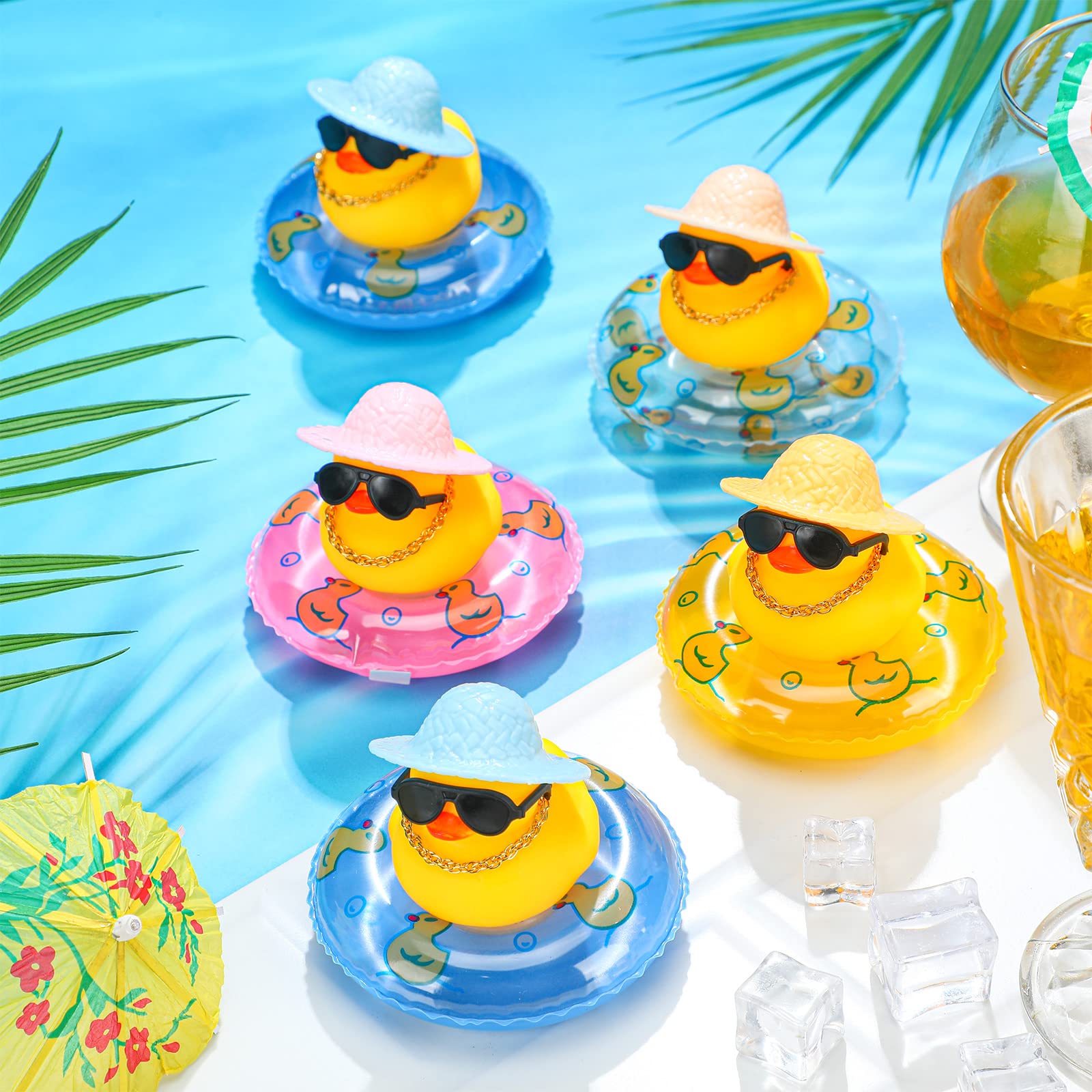Marsui Mini Rubber Ducks Summer Beach Funny Rubber Ducky Bathtub Shower Ducks for Baby Shower Swimming Pool Toys(24 Pcs)