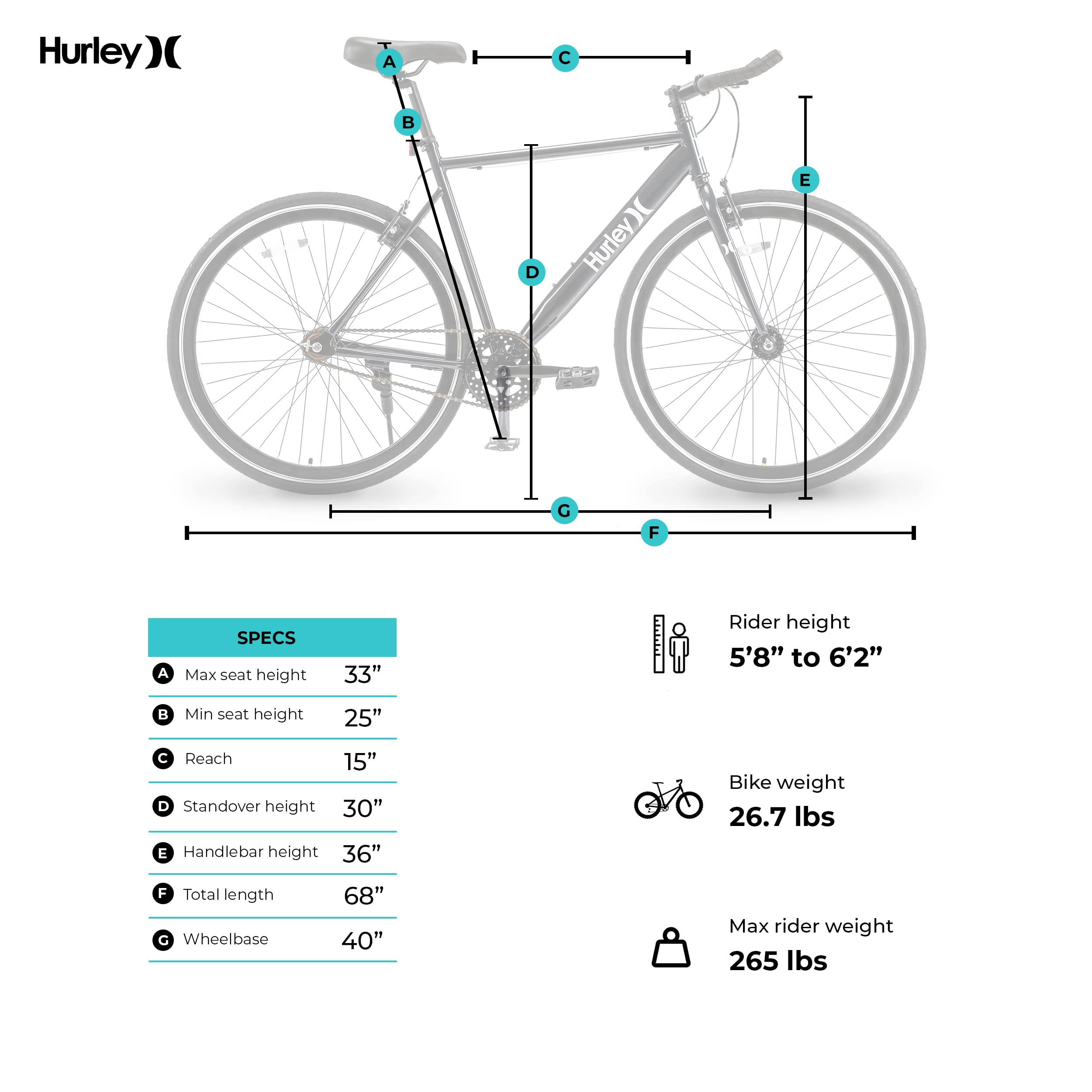 Hurley Cutback Single Speed Urban Road Bike (Charcoal, L / 21 Fits 5'8"-6'2")