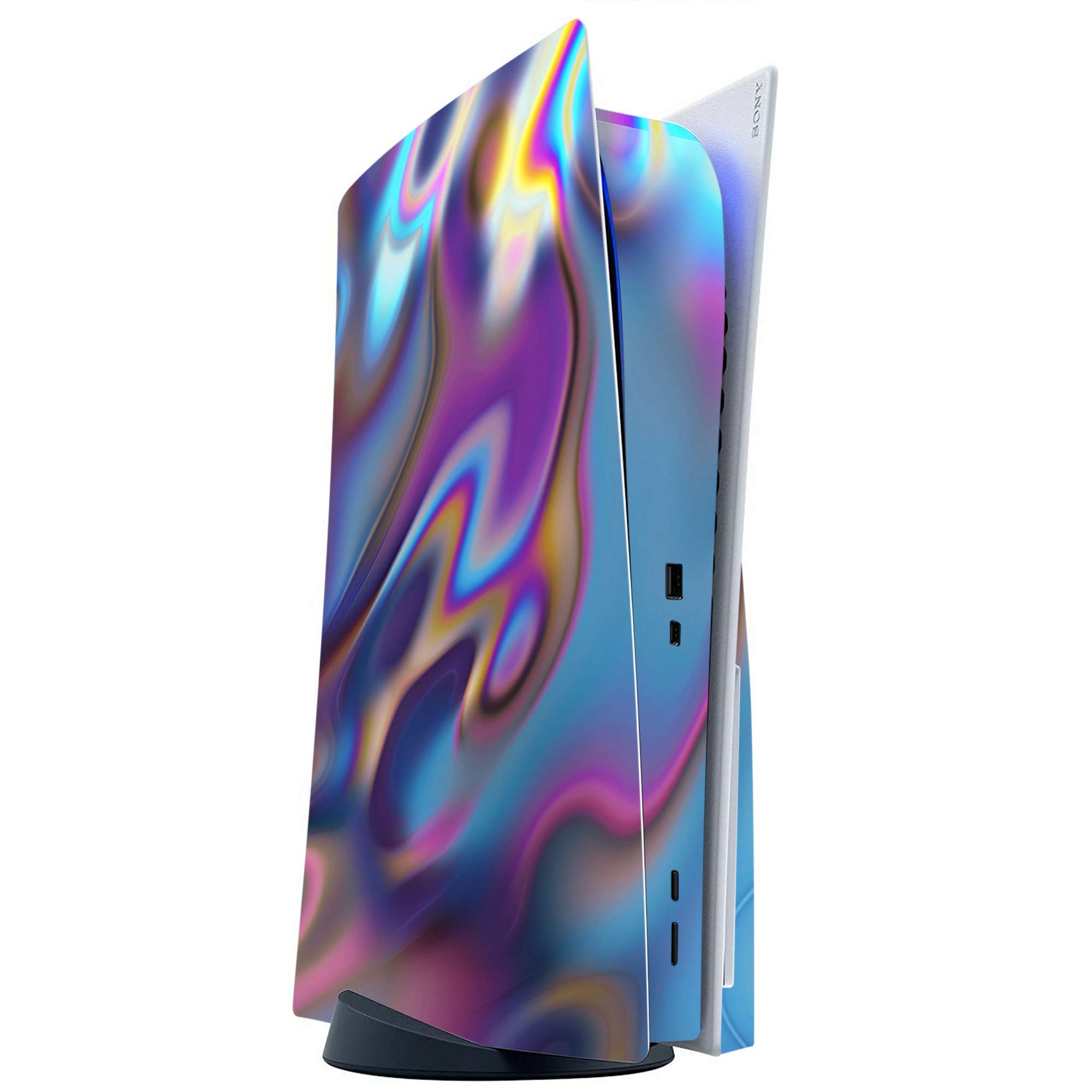 ITS A Skin Skins Compatible with Sony Playstation 5 Console Disc Edition - Protective Decal Overlay Stickers wrap Cover - Opalescent Resin Marble Oil Slick