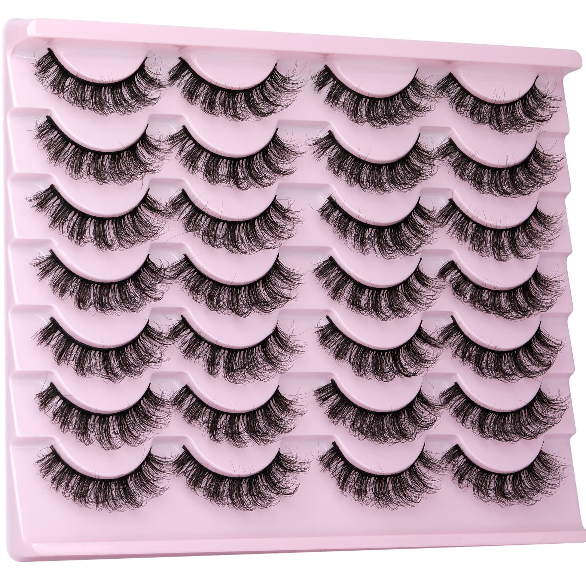 Mink Lashes Natural Look Fluffy False Eyelashes 17mm Wispy Eye Lashes D Curl Fake Eyelashes Pack by EYDEVRO (14 Pairs)