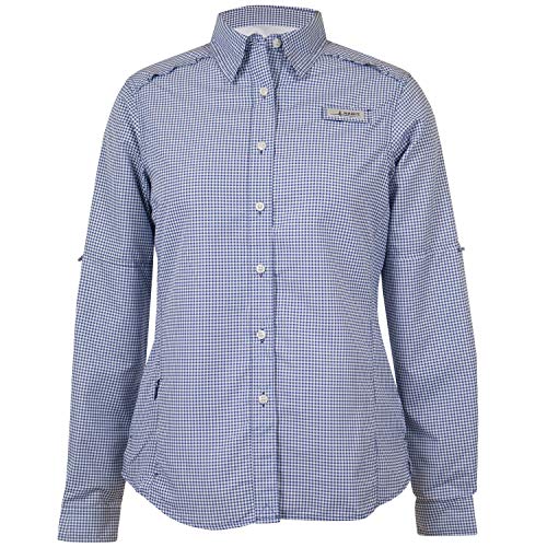 HABIT Women's Schooner Cove Long Sleeve River Guide Fishing Shirt, Patriot Blue Seafarer Check, Small