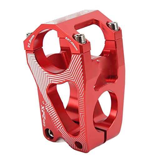 Kadimendium Road Bike Stem, Aluminum Short Handlebar Stem Non Slip Comfortable Ride Hollow Design CNC Process for Outdoor Riding(Red)