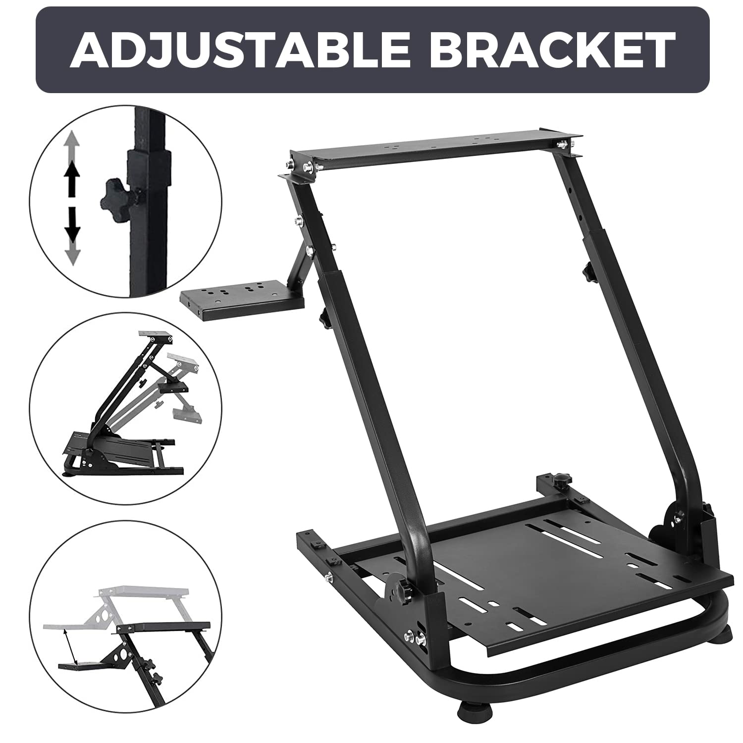 Hottoby G29 Racing Steering Wheel Stand Foldable&Multi-level Adjustable Fit for Logitech/Thrustmaster G920,G923&T150,T248,T300 Easy Storage&Install Gaming Simulator Cockpit,No Wheel Pedals