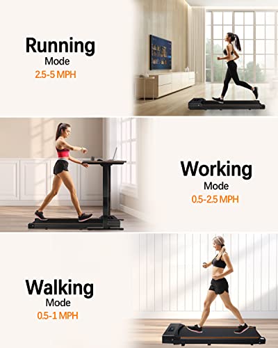 TODO Under Desk Treadmill Walking Pad 2 in 1 Walkstation Jogging Running Portable Installation Free for Home Office Use, Slim Flat LED Display and Remote Control