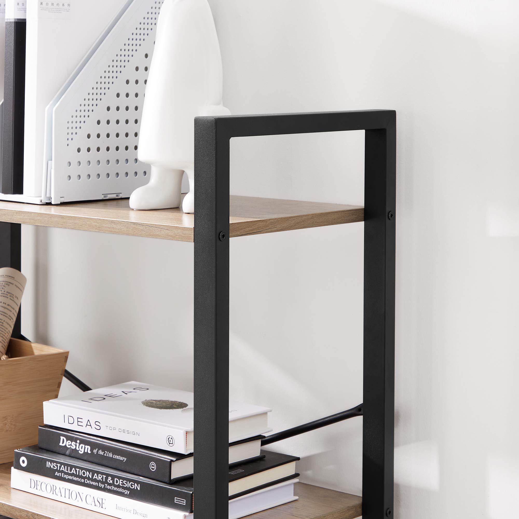 VASAGLE 4-Tier Tall Bookshelf, Bookcase with Steel Frame, Book Shelf for Living Room, Home Office, Study, 11.8 x 25.9 x 47.2 Inches, Industrial Style, Greige and Black ULLS060B02