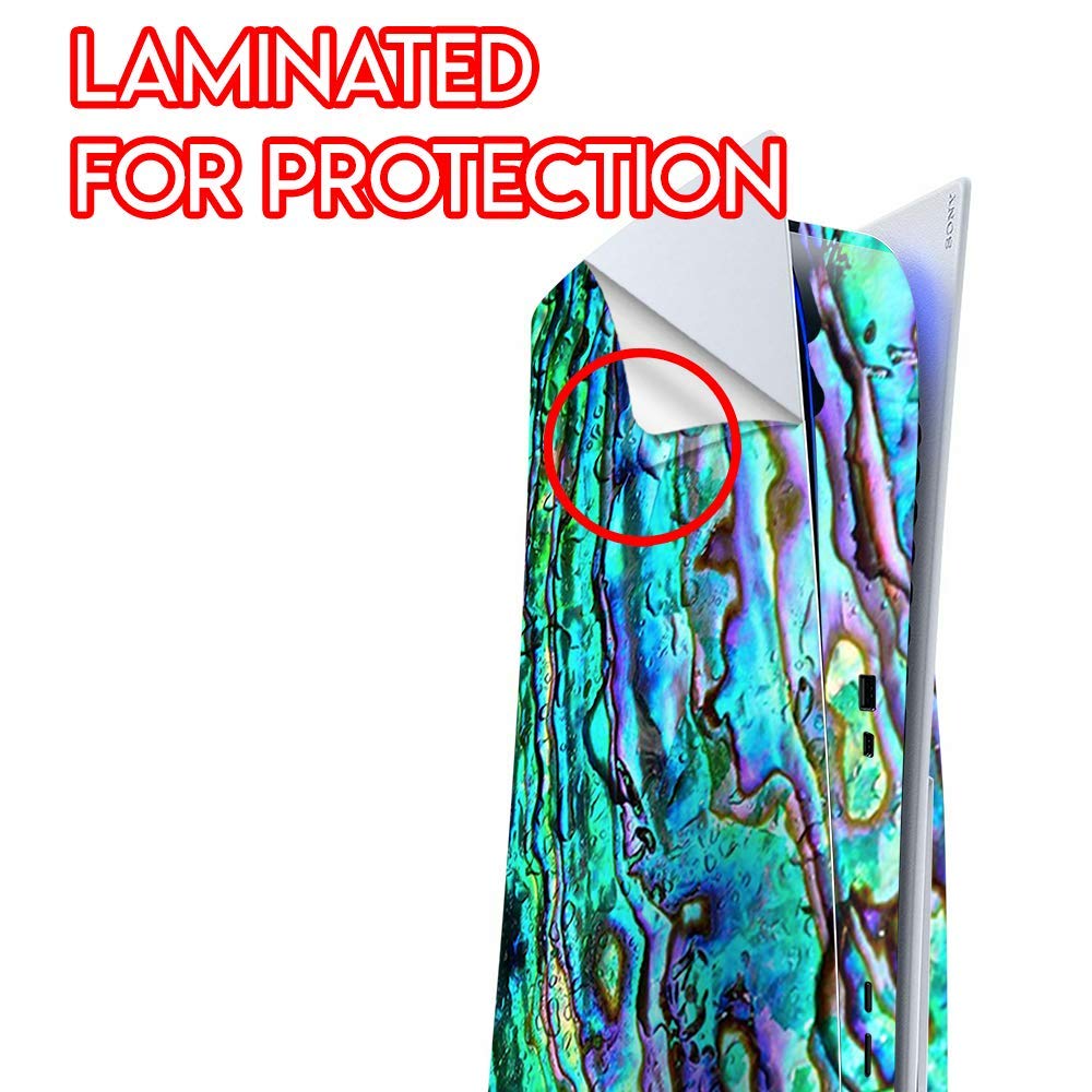 ITS A Skin Skins Compatible with Sony Playstation 5 Console Disc Edition - Protective Decal Overlay Stickers wrap Cover - Abalone Ripples Green Blue Purple